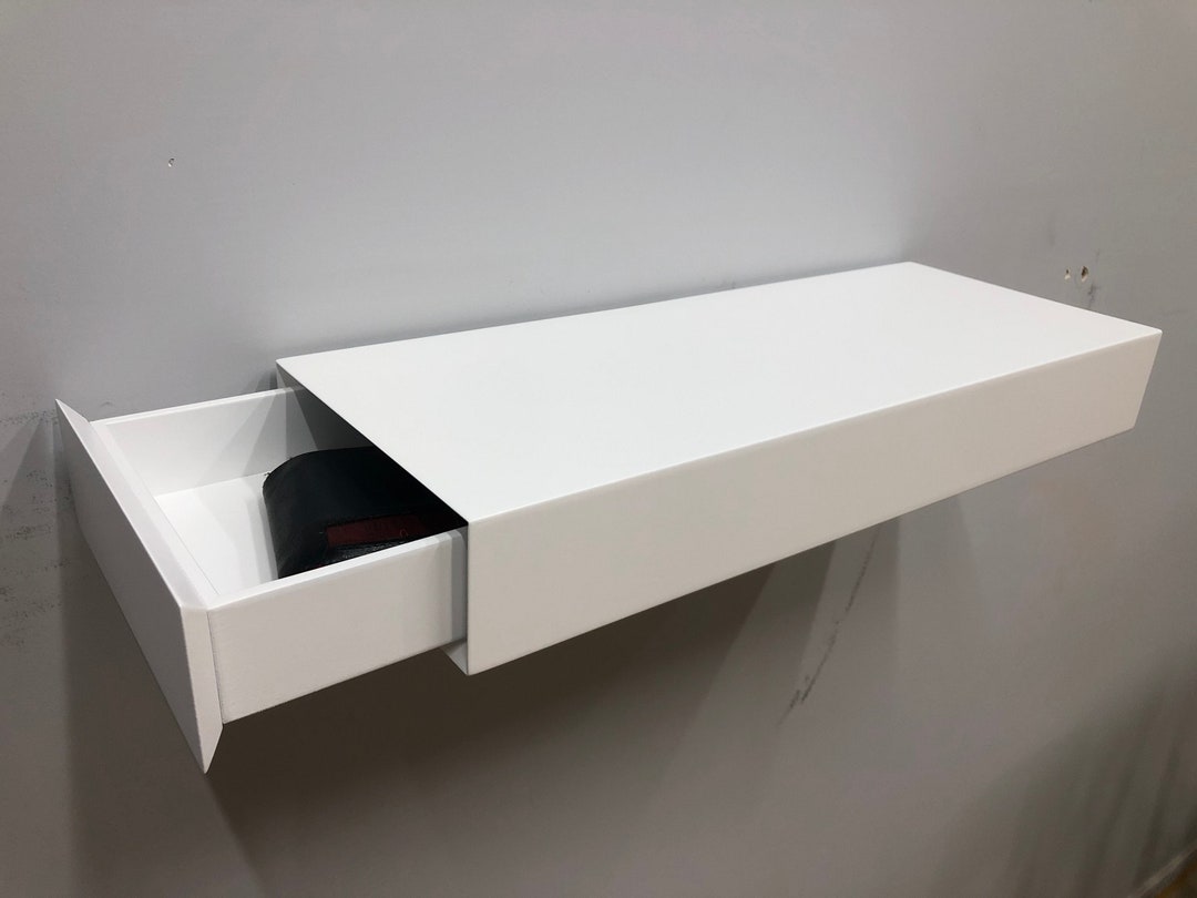 Wooden White Tv Unit With Hidden Drawers | Custom Size Floating Shelf ...