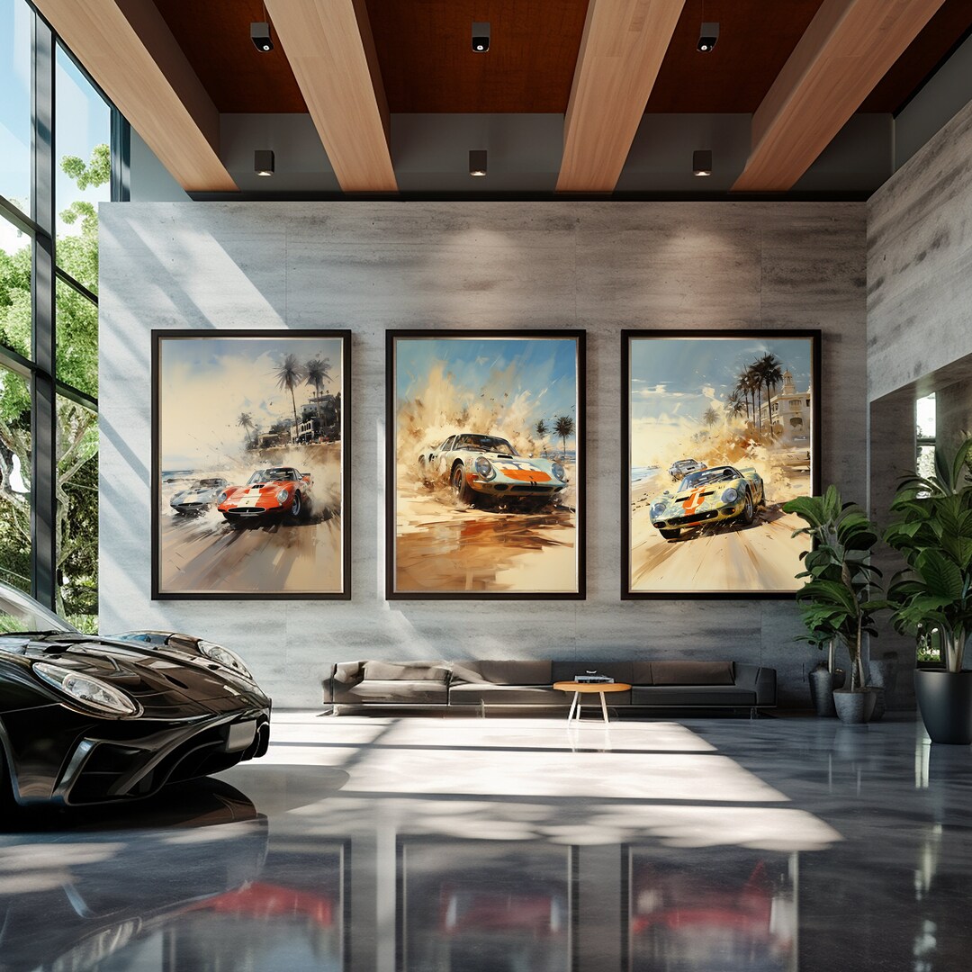 Vintage Racing Artistic Painting Poster | Set of Four Artworks | 1965 ...