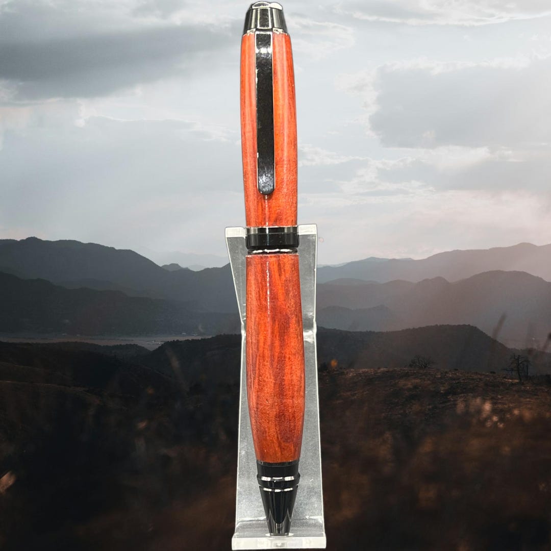 Big Ben Gun Metal Twist Pen-red Heart Wood - Etsy
