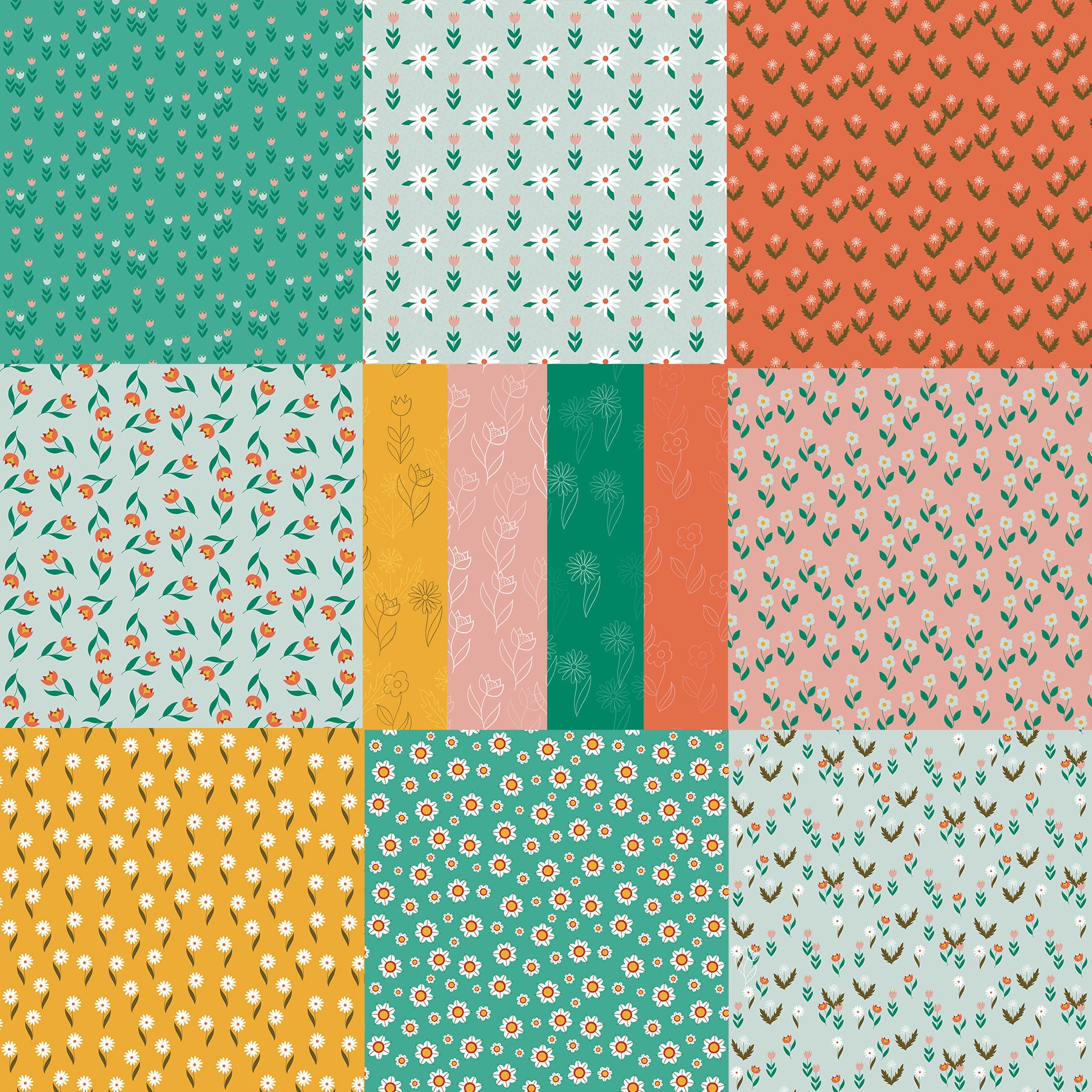 Floral Digital Seamless Patterns - Etsy