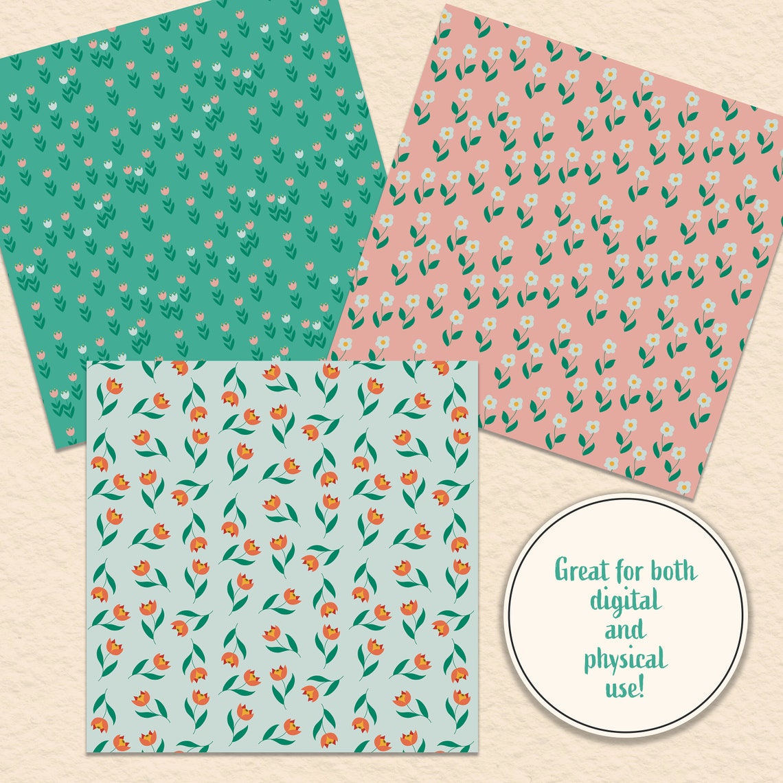 Floral Digital Seamless Patterns - Etsy