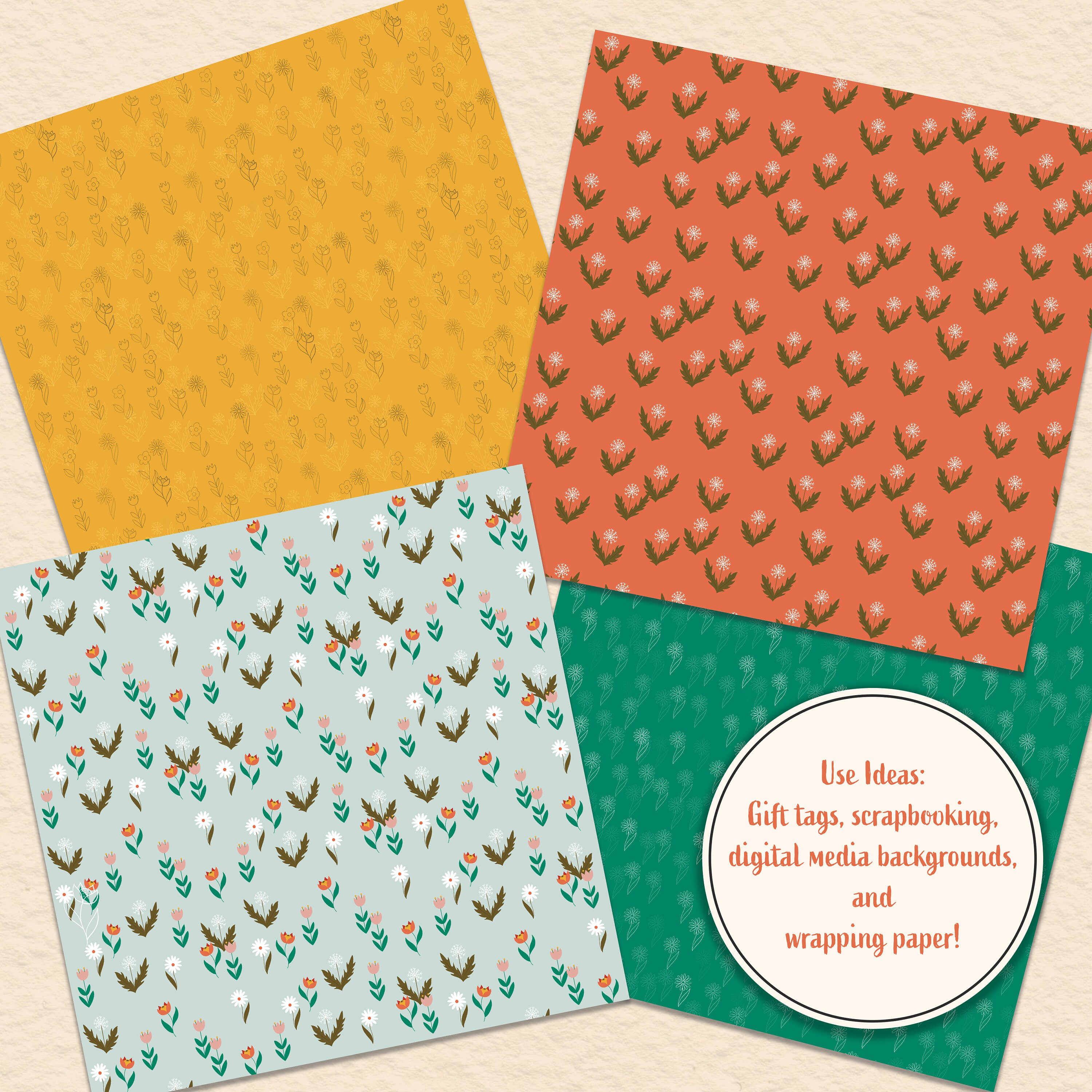 Floral Digital Seamless Patterns - Etsy