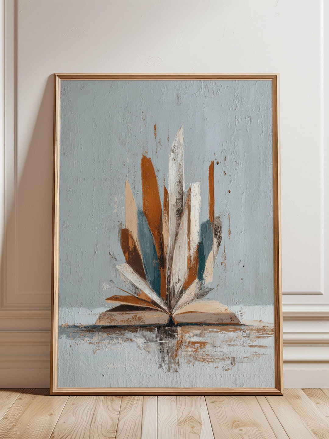 Abstract Open Book Art Print, Modern Literary Wall Art, Neutral ...