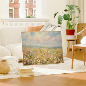 Spring Meadow Painting Poster, Vintage Landscape Print, Country Field ...