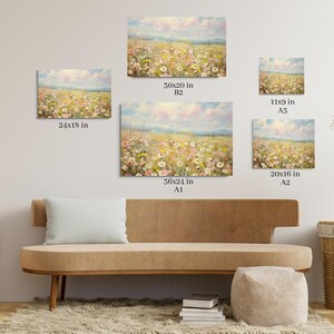 Spring Meadow Painting Poster, Vintage Landscape Print, Country Field ...