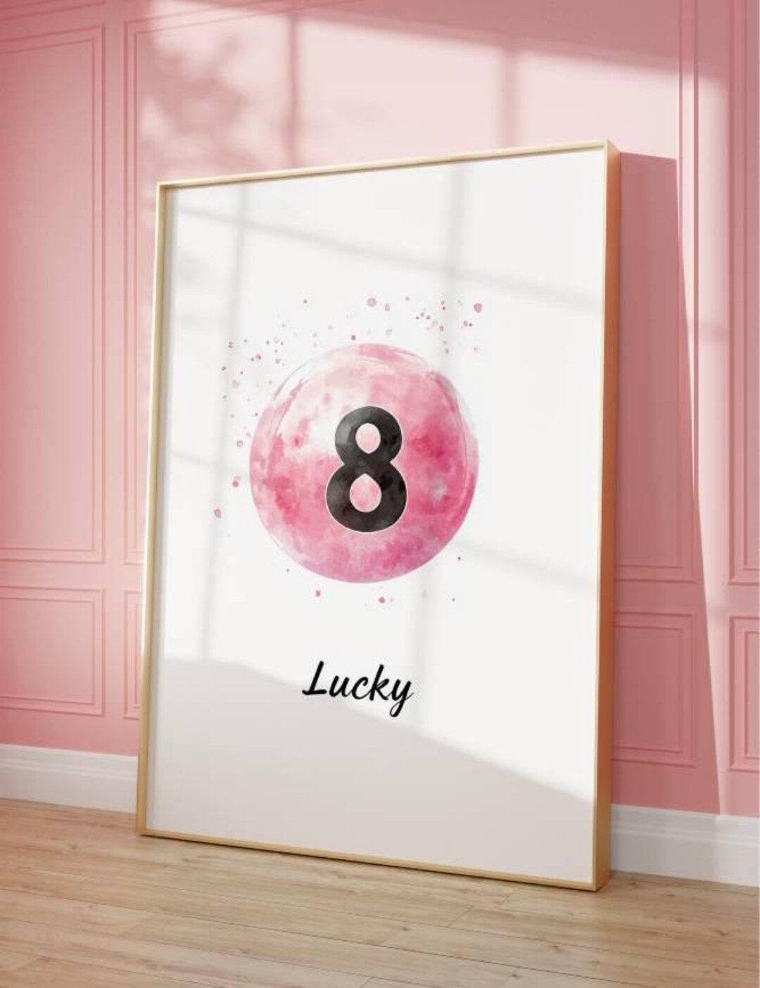 Pink Glitter 8 Ball Wall Art - Glam Billiards Decor - Sparkly Pool Room ...