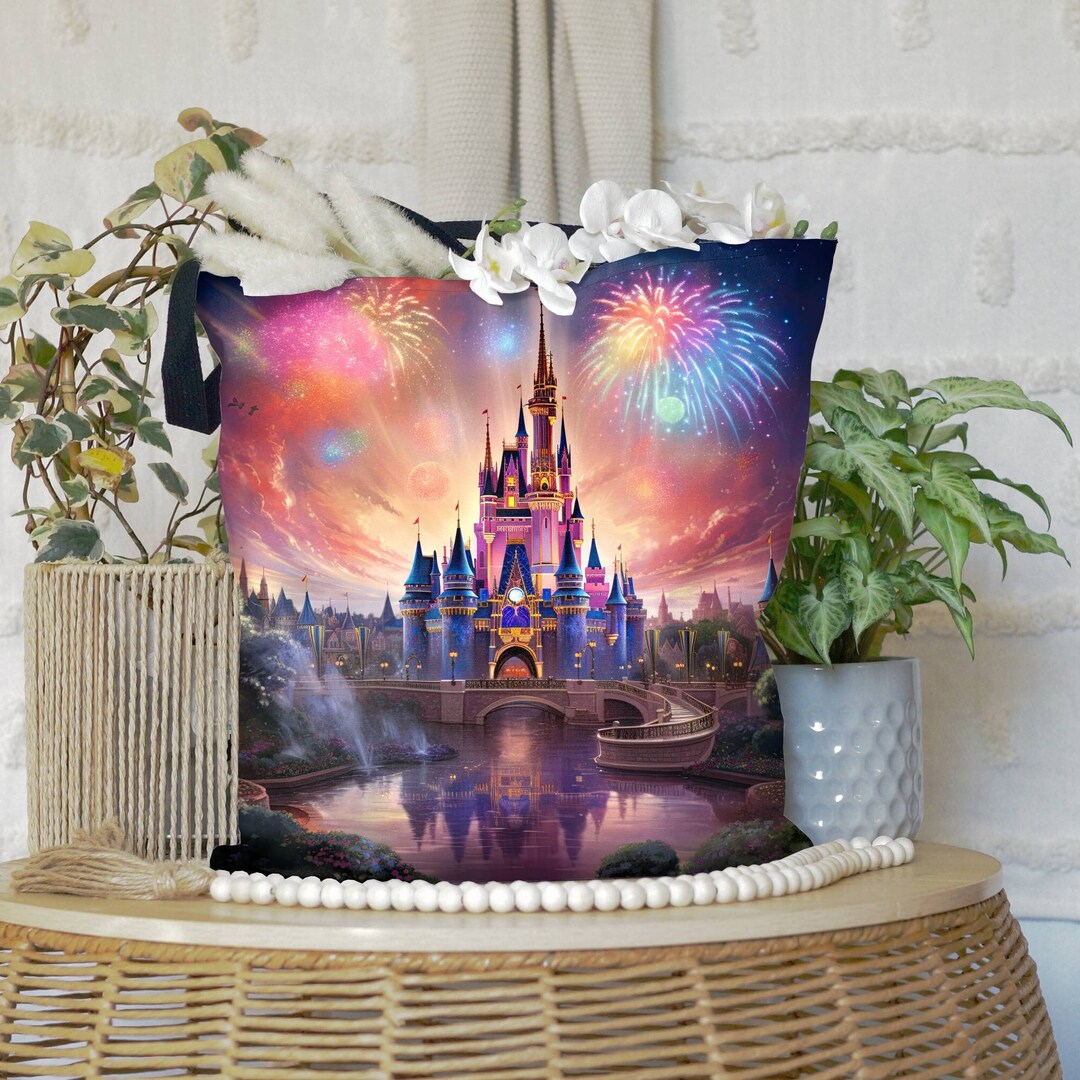 Disney Princess Castle Tote Bag Watercolor Theme Park Tote - Etsy