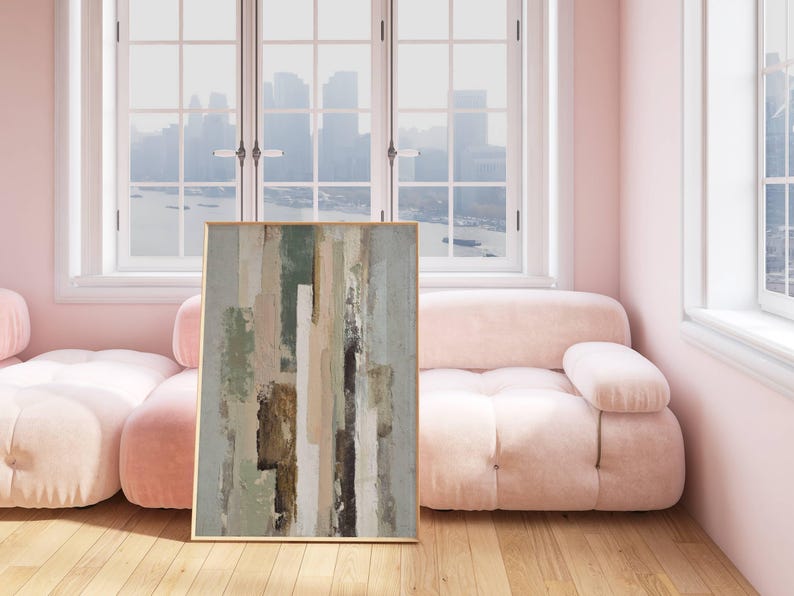 Muted Earth Abstract Wall Art Print, Modern Vertical Painting Poster or ...