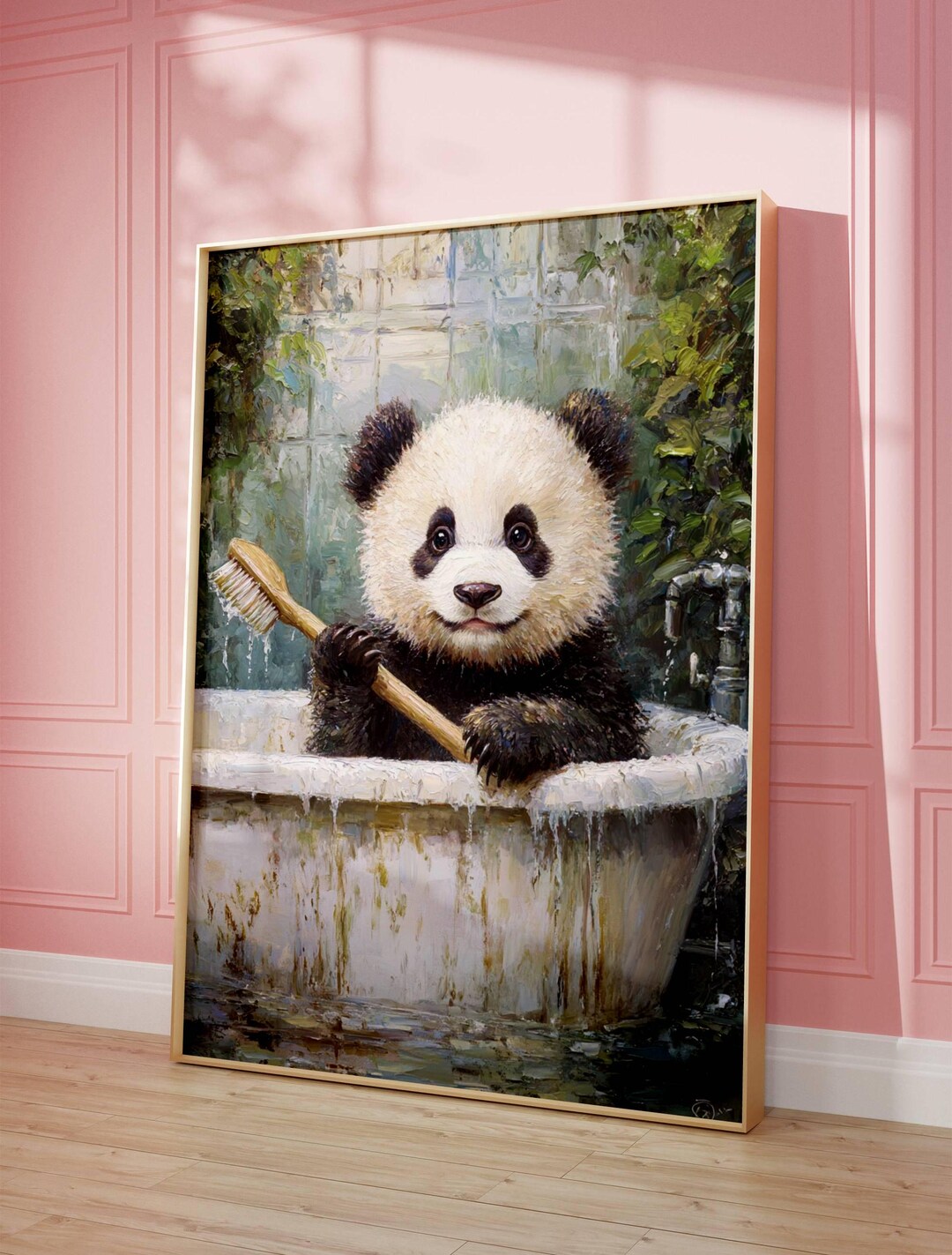 Cute Panda Bathroom Art Print - Whimsical Animal Wall Decor - Funny ...
