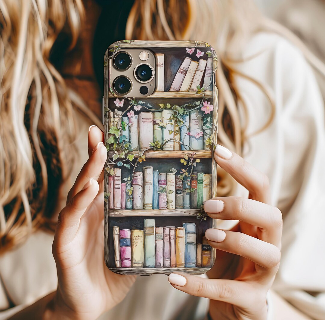 Floral Bookcase Art Cover Case for Iphone, Google Pixel, Samsung ...