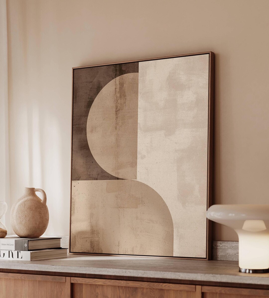 Neutral Bauhaus Abstract Wall Art Poster, Minimal Geometric Shapes ...