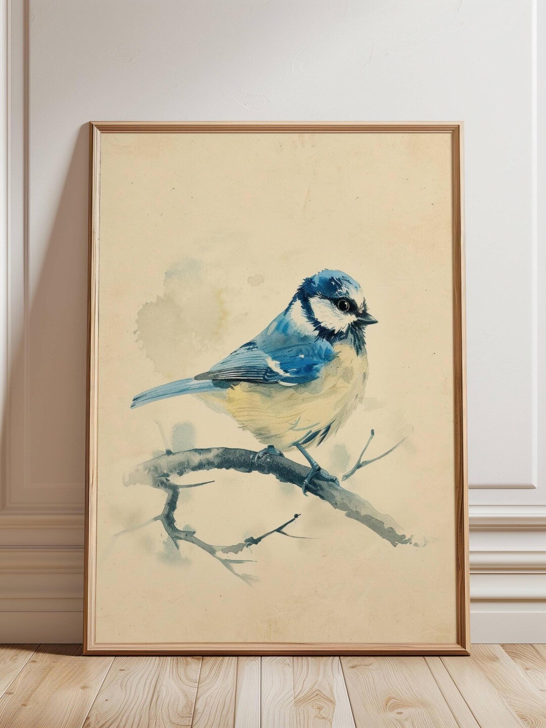 Blue Bird Watercolor Wall Art Print Vintage Bird Illustration on Branch ...