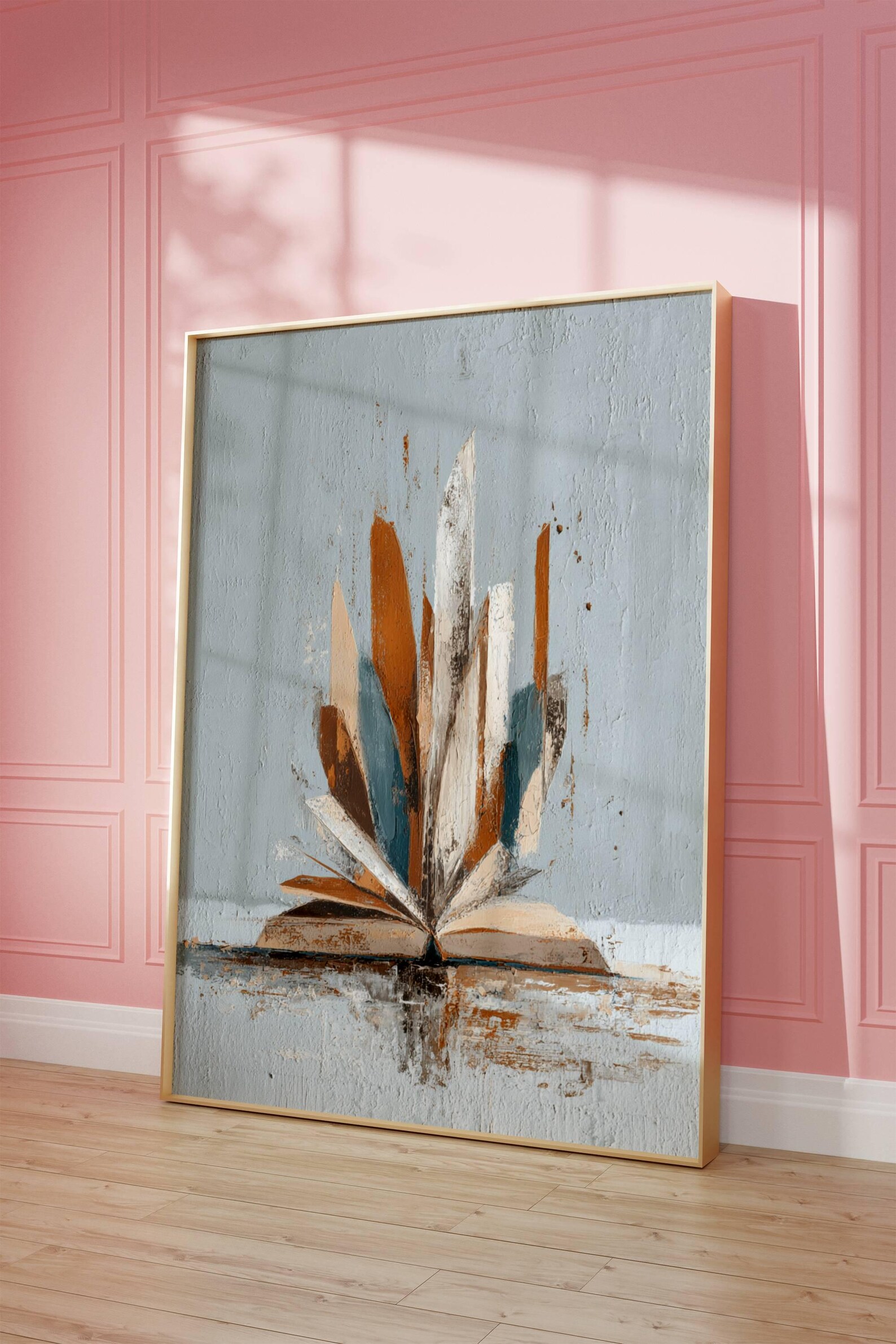 Abstract Open Book Art Print, Modern Literary Wall Art, Neutral ...