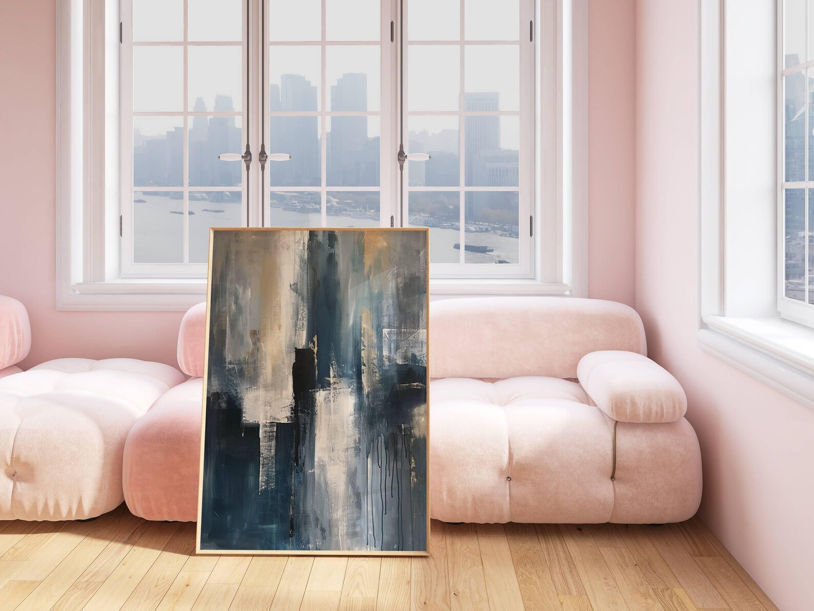 Moody Blue Abstract Wall Art Print, Dark Modern Painting Poster or ...