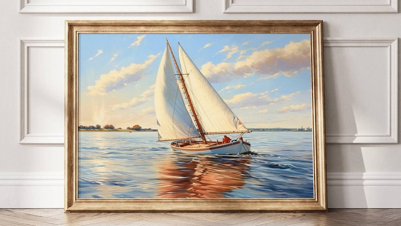 Sailboat Art Print - Nautical Coastal Wall Art - Sailing Ocean Sunset ...