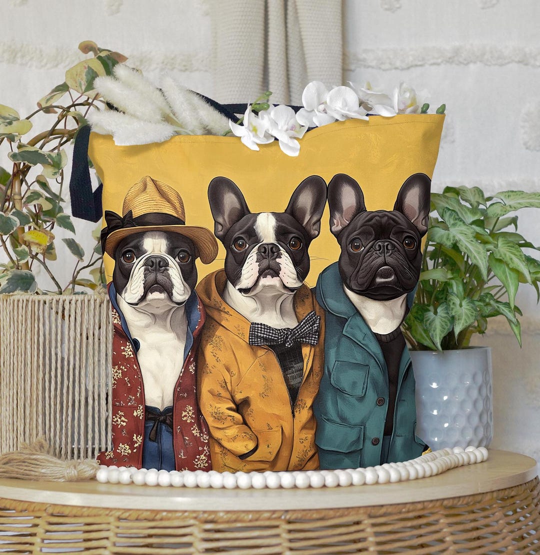 French Bulldog Tote Bag, Watercolor Frenchie Dog Tote, Multiple Size ...