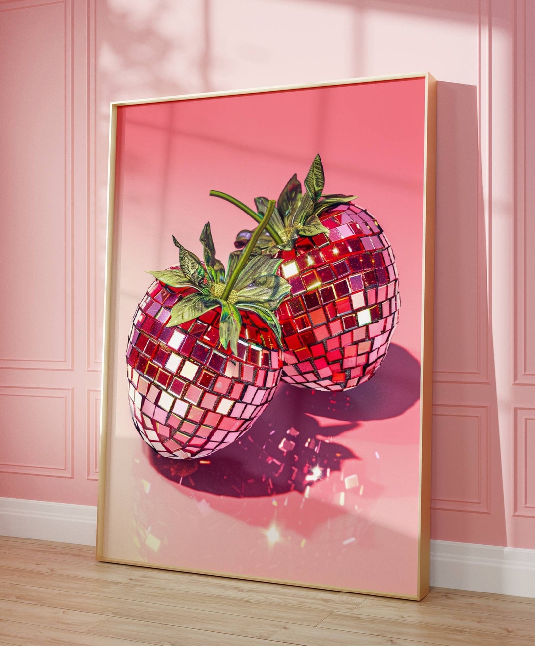 Disco Strawberry Wall Art Poster, Printed Art Poster, Fruit Wall Art ...