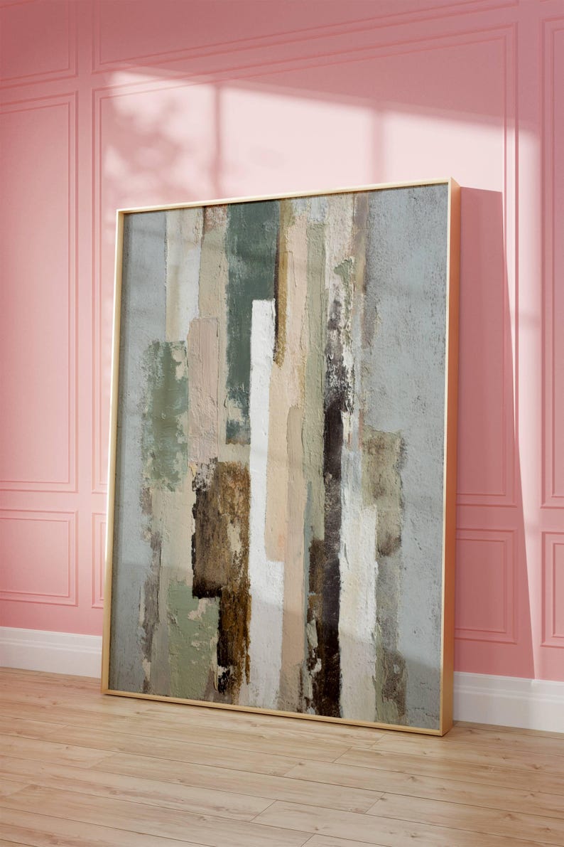 Muted Earth Abstract Wall Art Print, Modern Vertical Painting Poster or ...