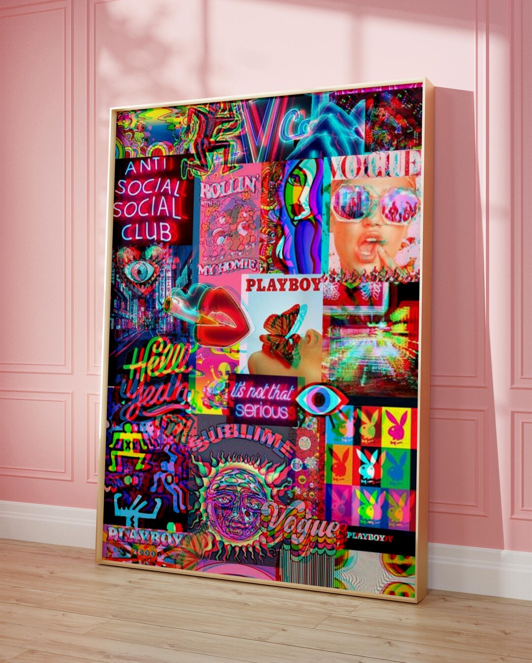 90s Aesthetic Collage Art Print, Nostalgic Y2K Wall Decor, Retro Pop ...