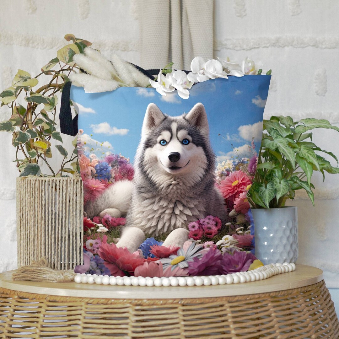 Husky Tote Bag, Watercolor Husky Dog Tote, Multiple Size Tote, Tote Bag ...