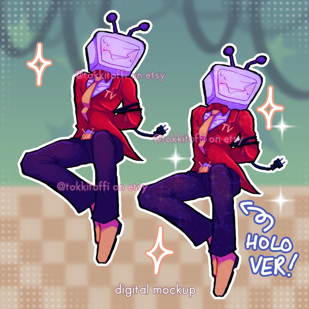 DELTARUNE Tenna Sticker | Holographic Cable Chapter 3 Sticker - Etsy