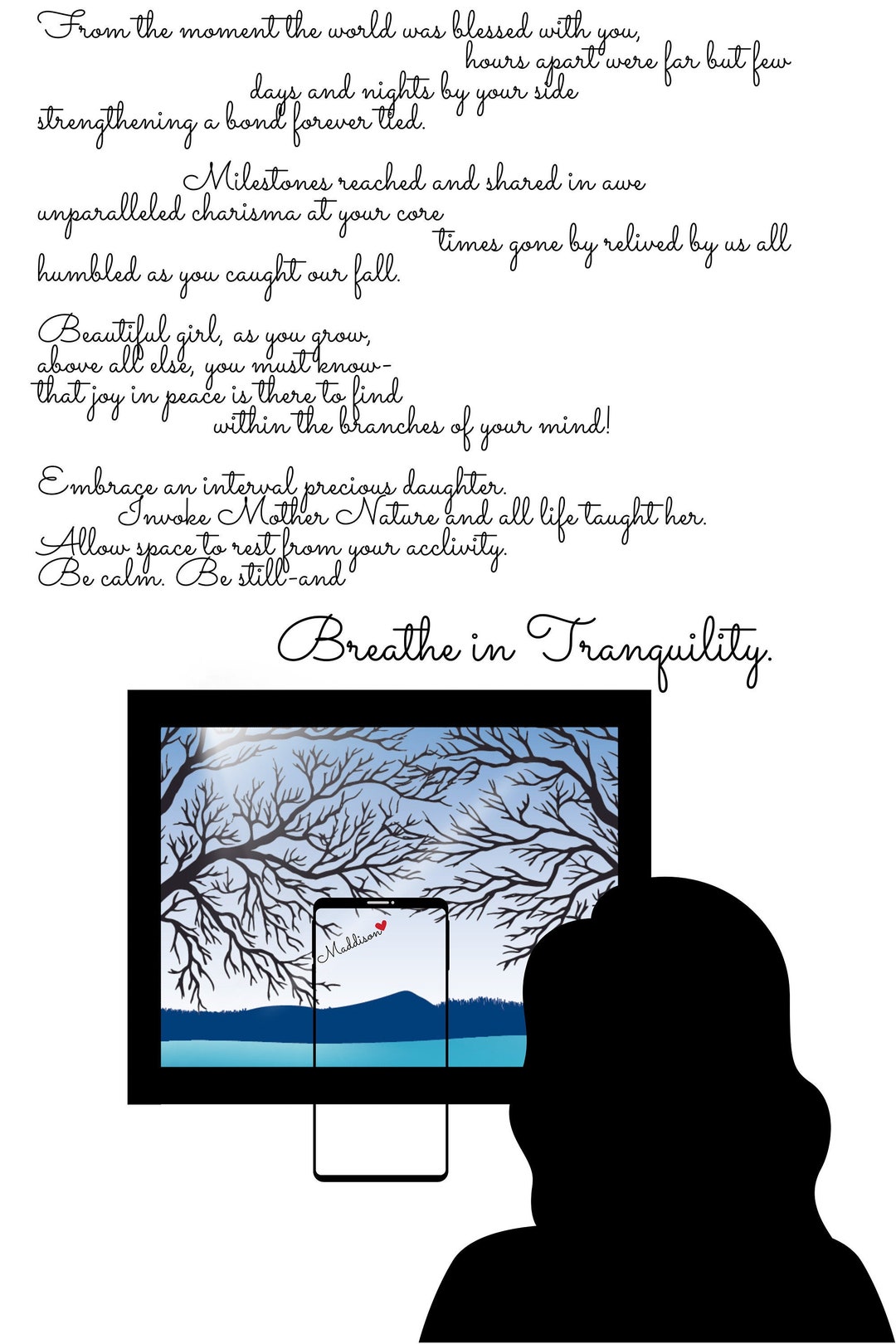 Breathe in Tranquility- Digital Art/ Poem Print for Your Daughter! - Etsy