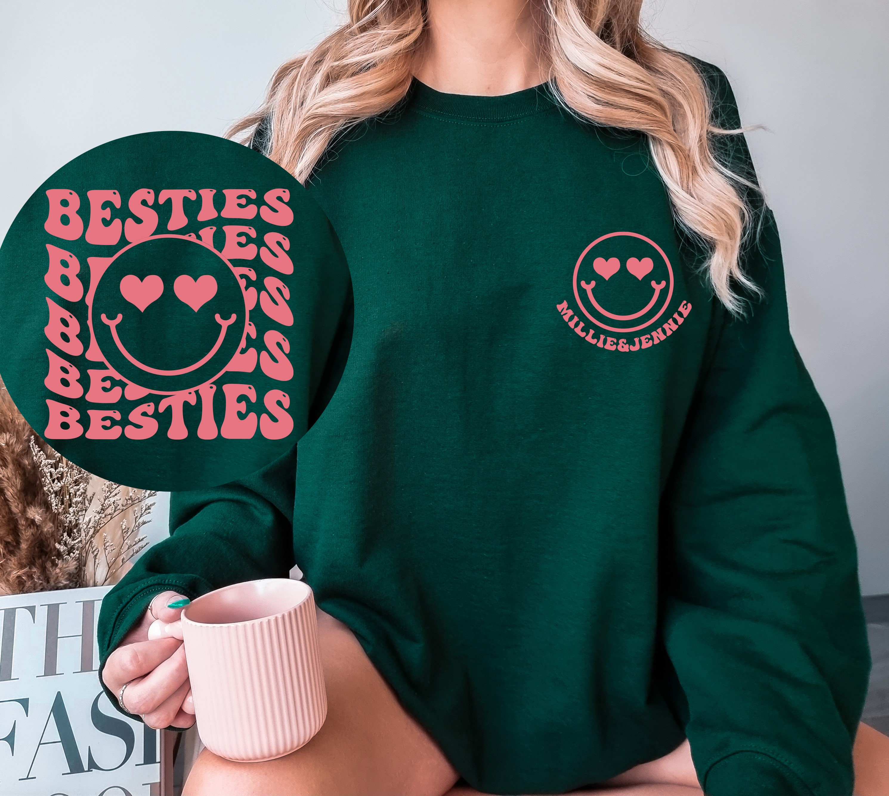 Custom Besties Sweatshirt,bestie Crewneck Sweater,personalized Besties ...
