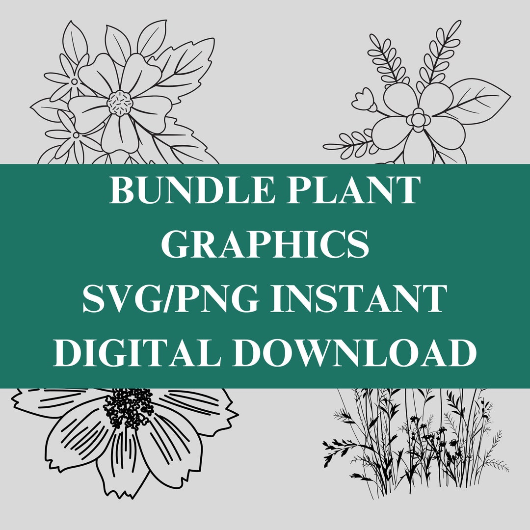 Floral Bundle Wildflower SVG, Flowers PNG, Botanical Clip Art Cricut ...