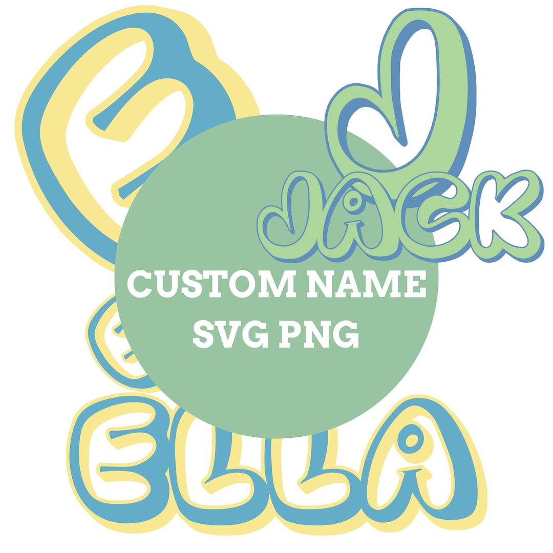 Cute Custom Name PNG, Personalized Name PNG, Custom Initials Wall Art ...