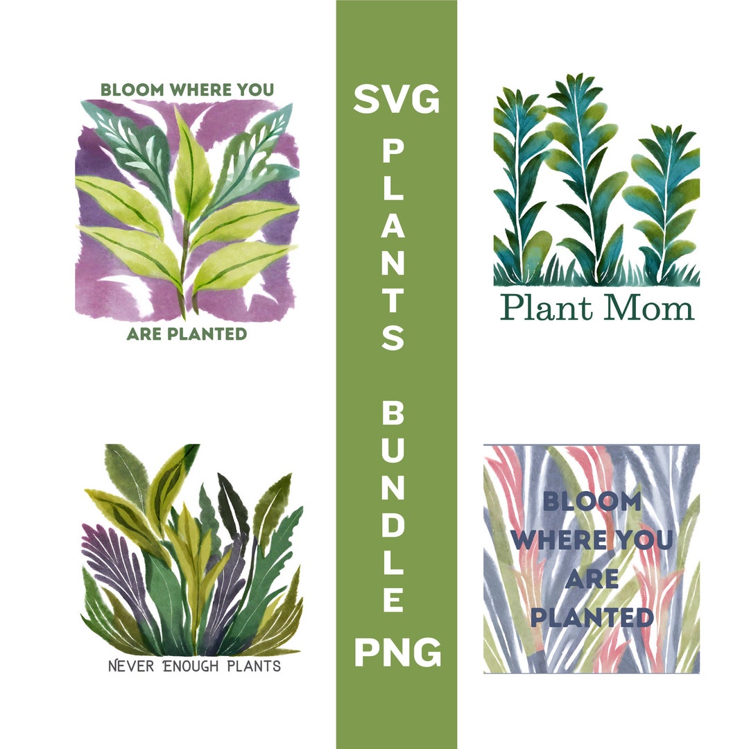 Plant Graphics Bundle SVG, PNG, Plant Quotes SVG, Printable Plant Png ...