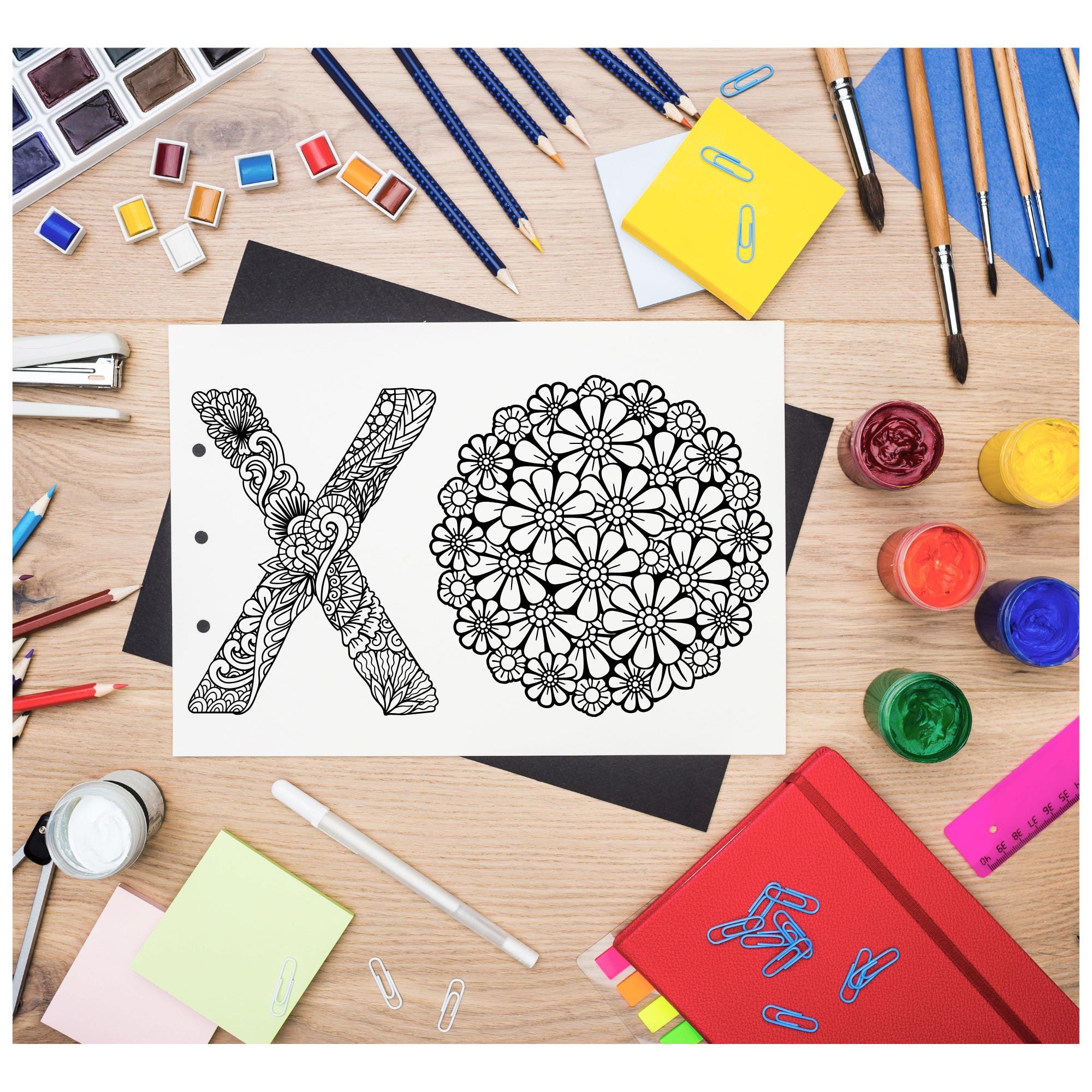 XO PNG, Valentine's Day Craft Coloring Page SVG, Valentine Card Png ...