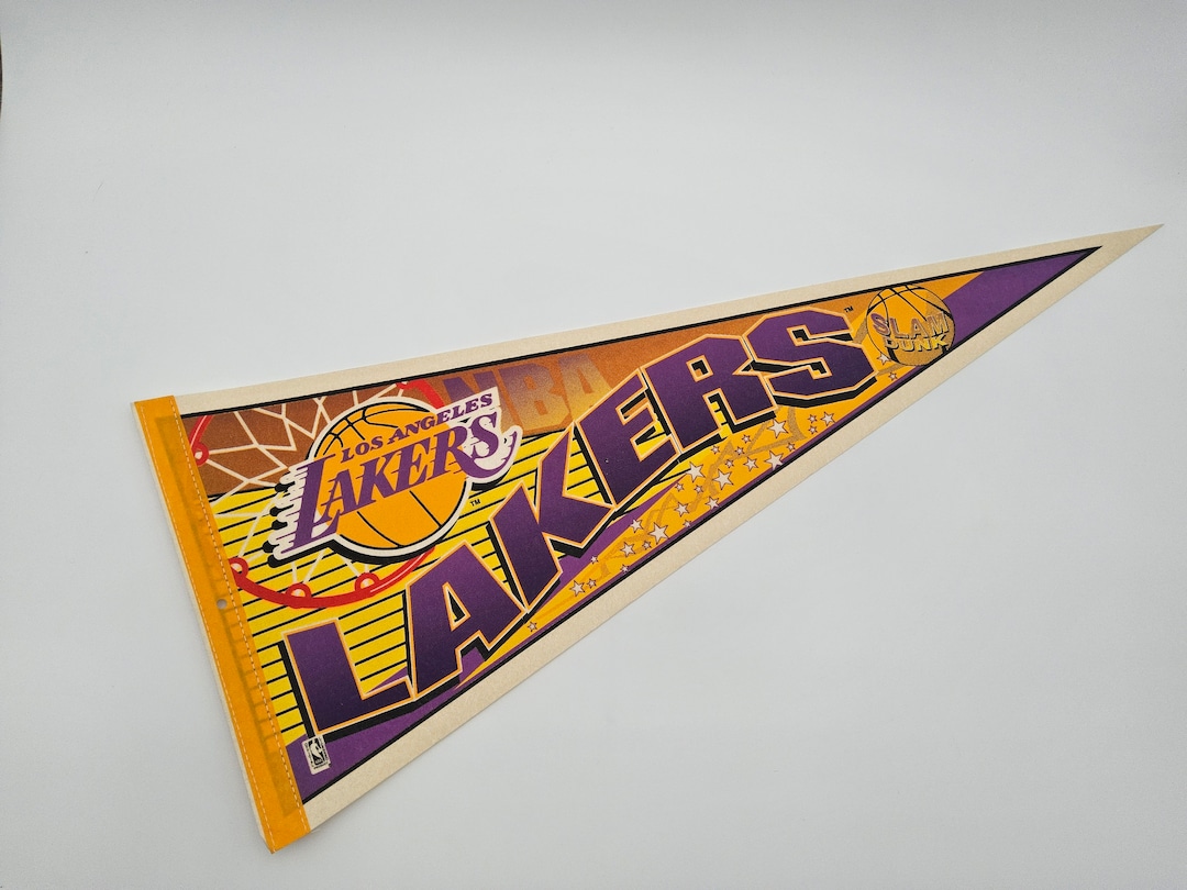 Large Lakers Pennant Banner LA Lakers Pennant 1980s Los Angeles Lakers ...