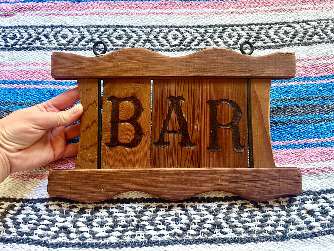 Vintage Bar Sign Wooden Bar Sign 1970s Brown Bar Pub Signage - Etsy