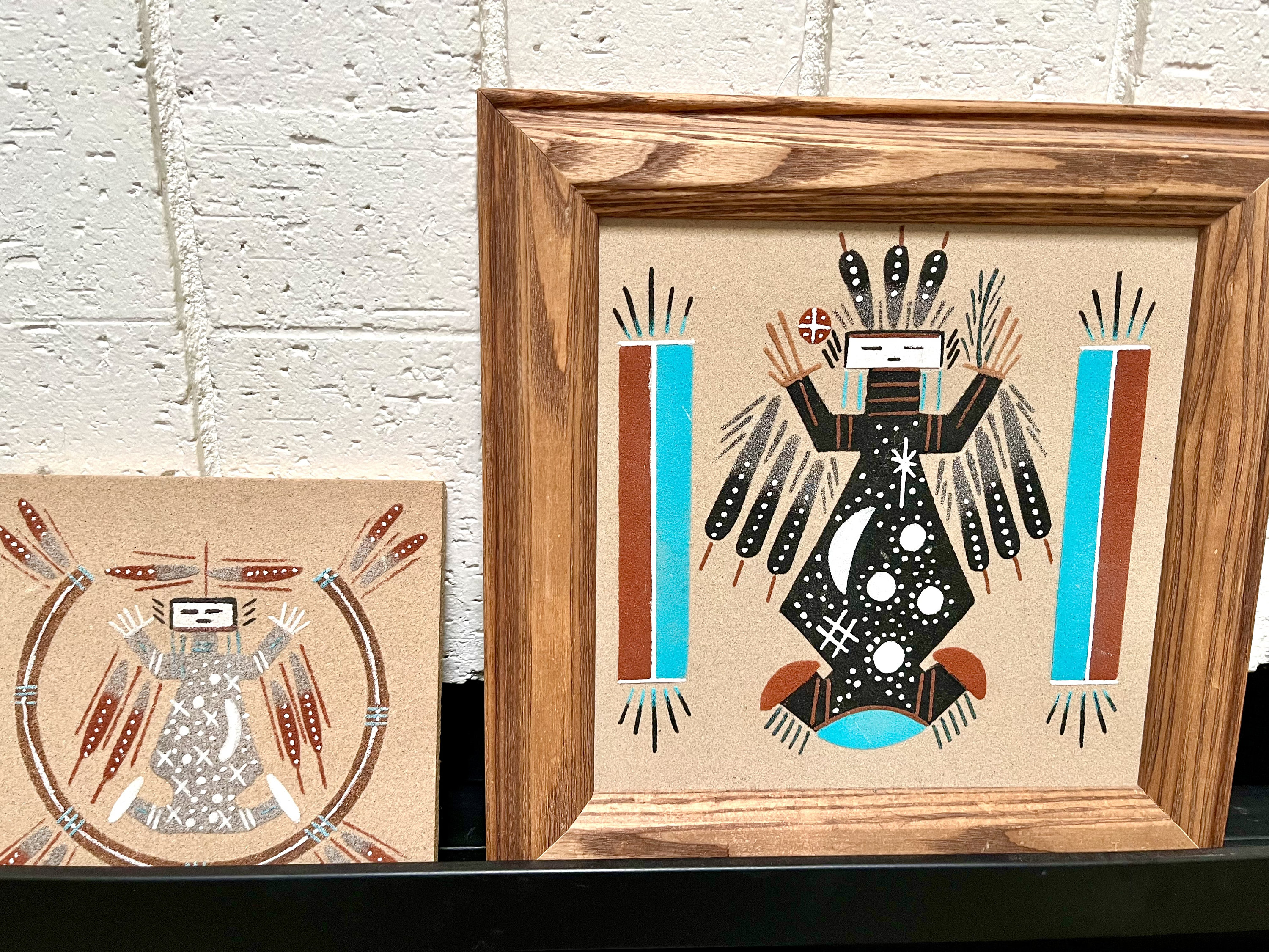 Navaho Sand Art Set Native American Framed Art Lot of Native American ...