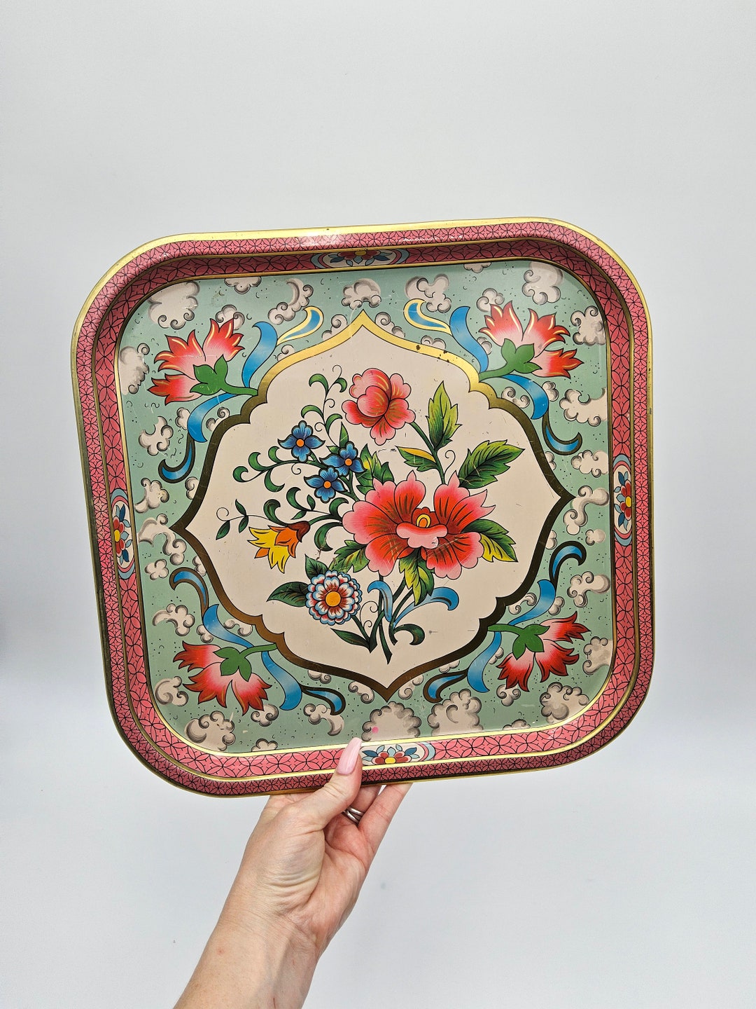 Daher Floral Serving Tray England Tray Antique Floral Tray Decorative ...