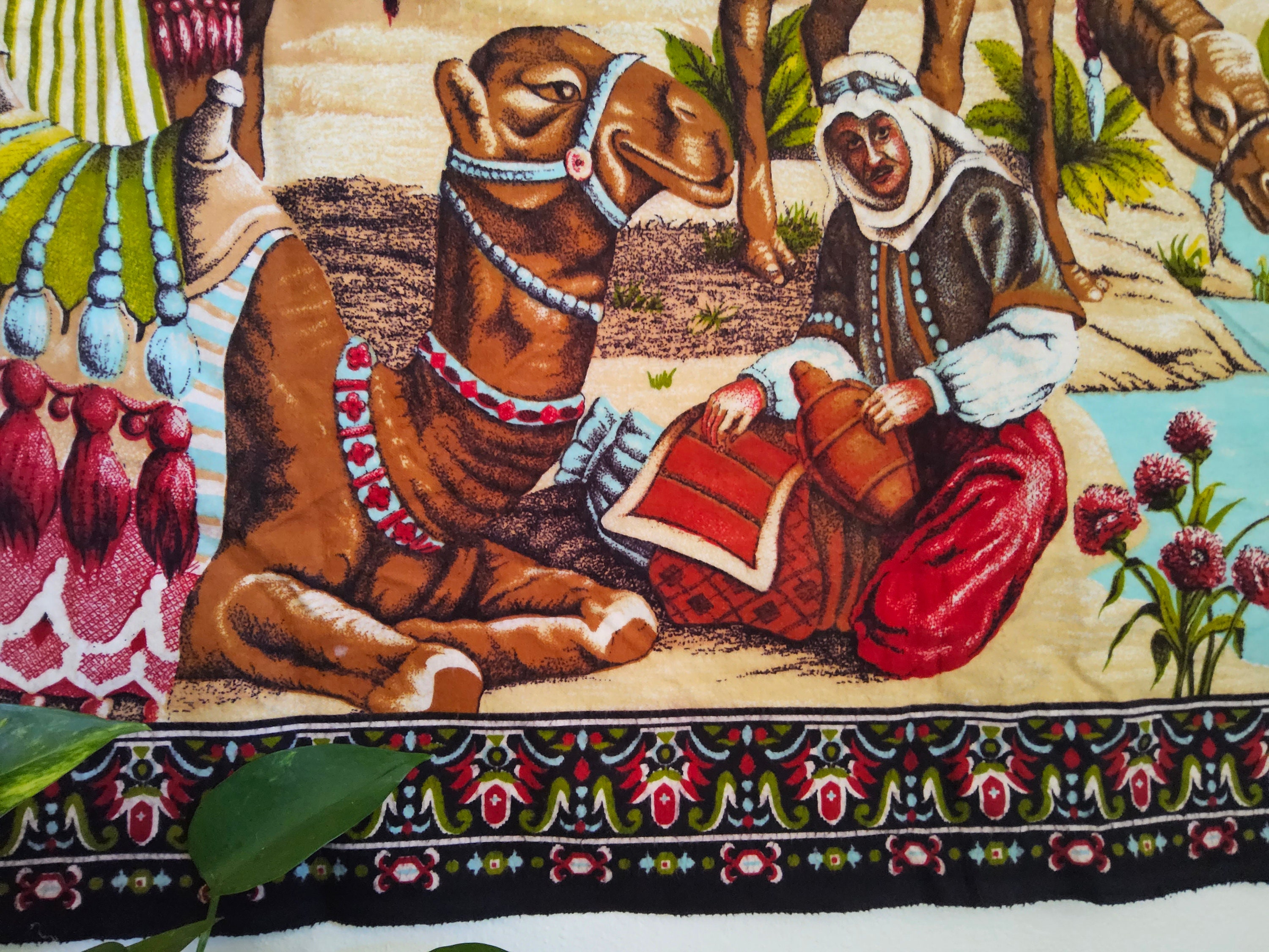 Vintage Velvet Tapestry Large Wall Hanging 1970s Camel Biblical ...