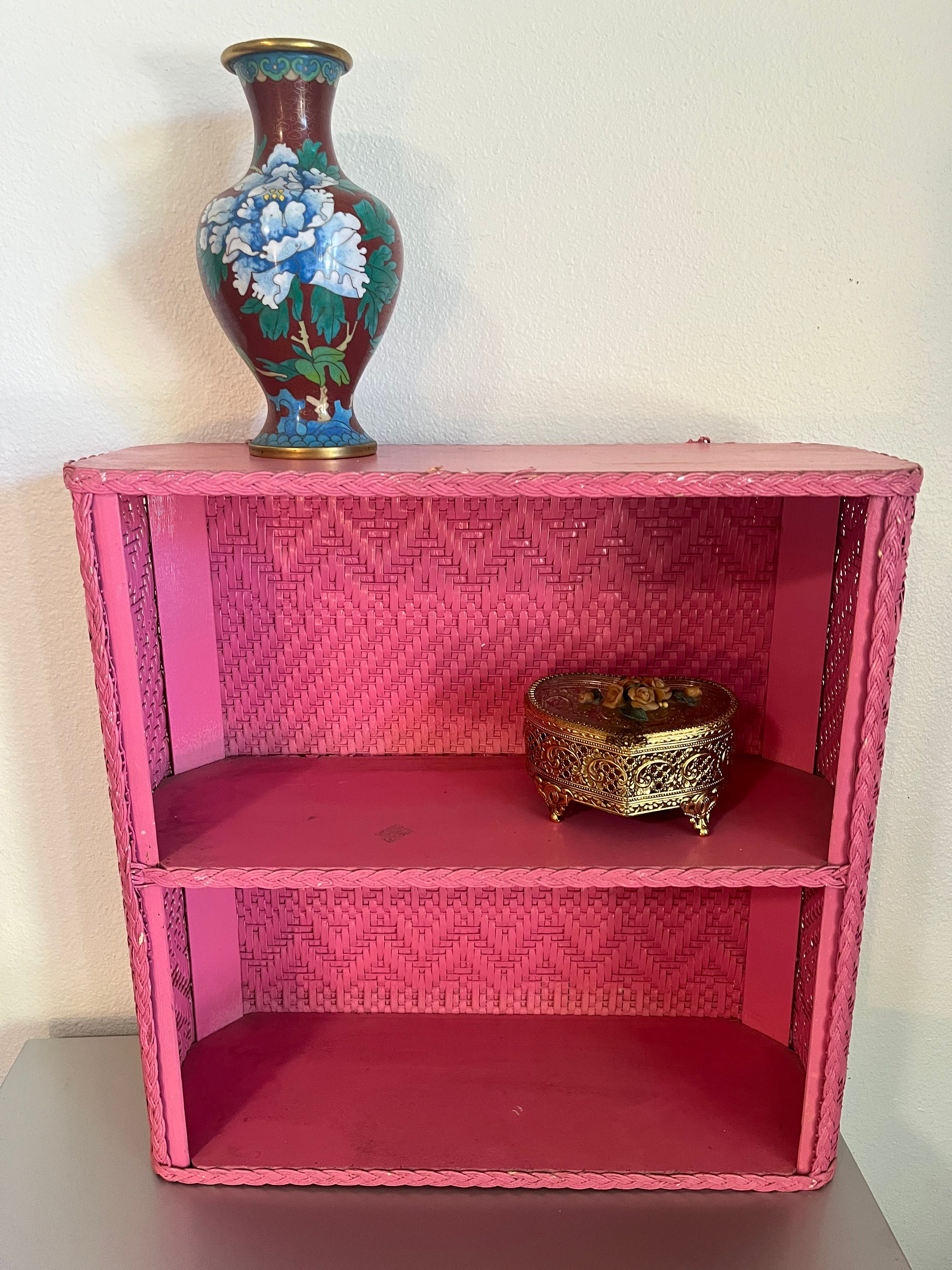 Pink Wicker Shelf Vintage Pink Display Rack - Etsy