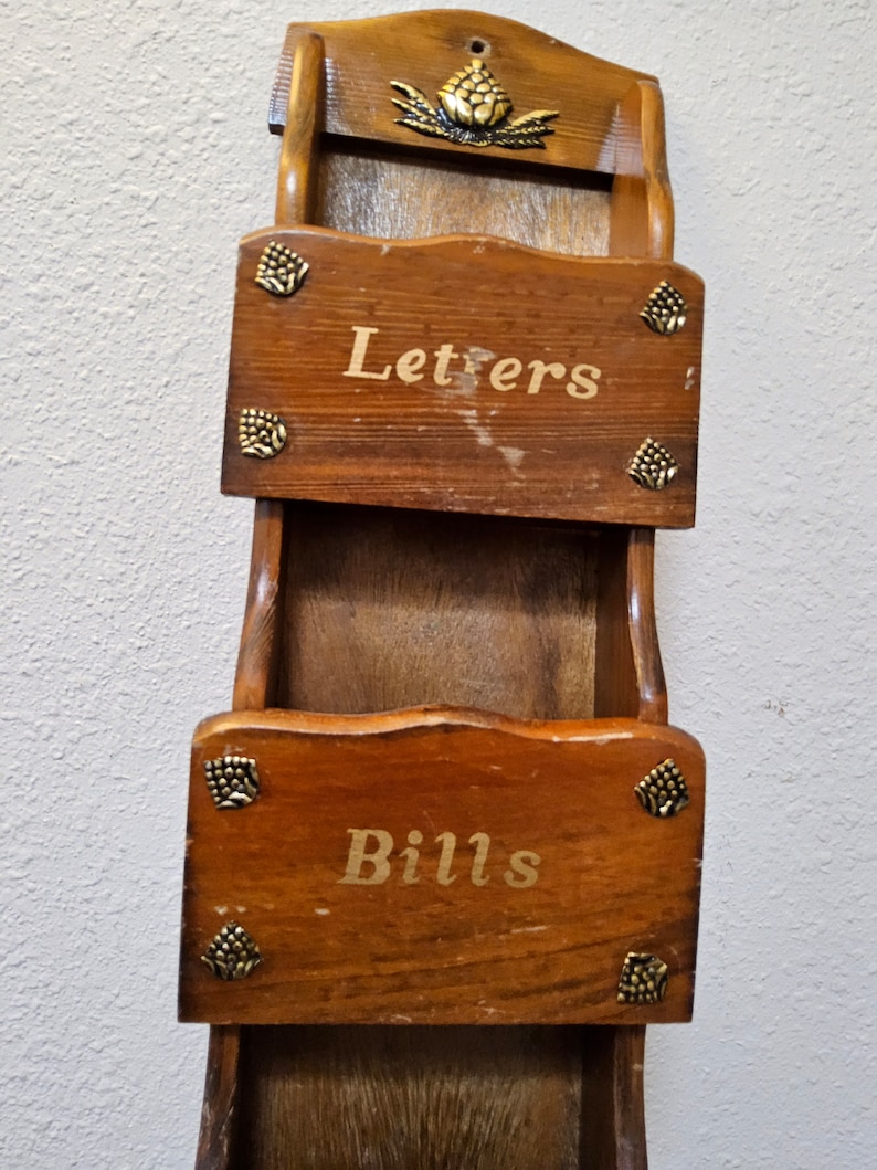 Antique Wooden Letter Organizer Wood Letter Holder Mail Sorter 1970s ...