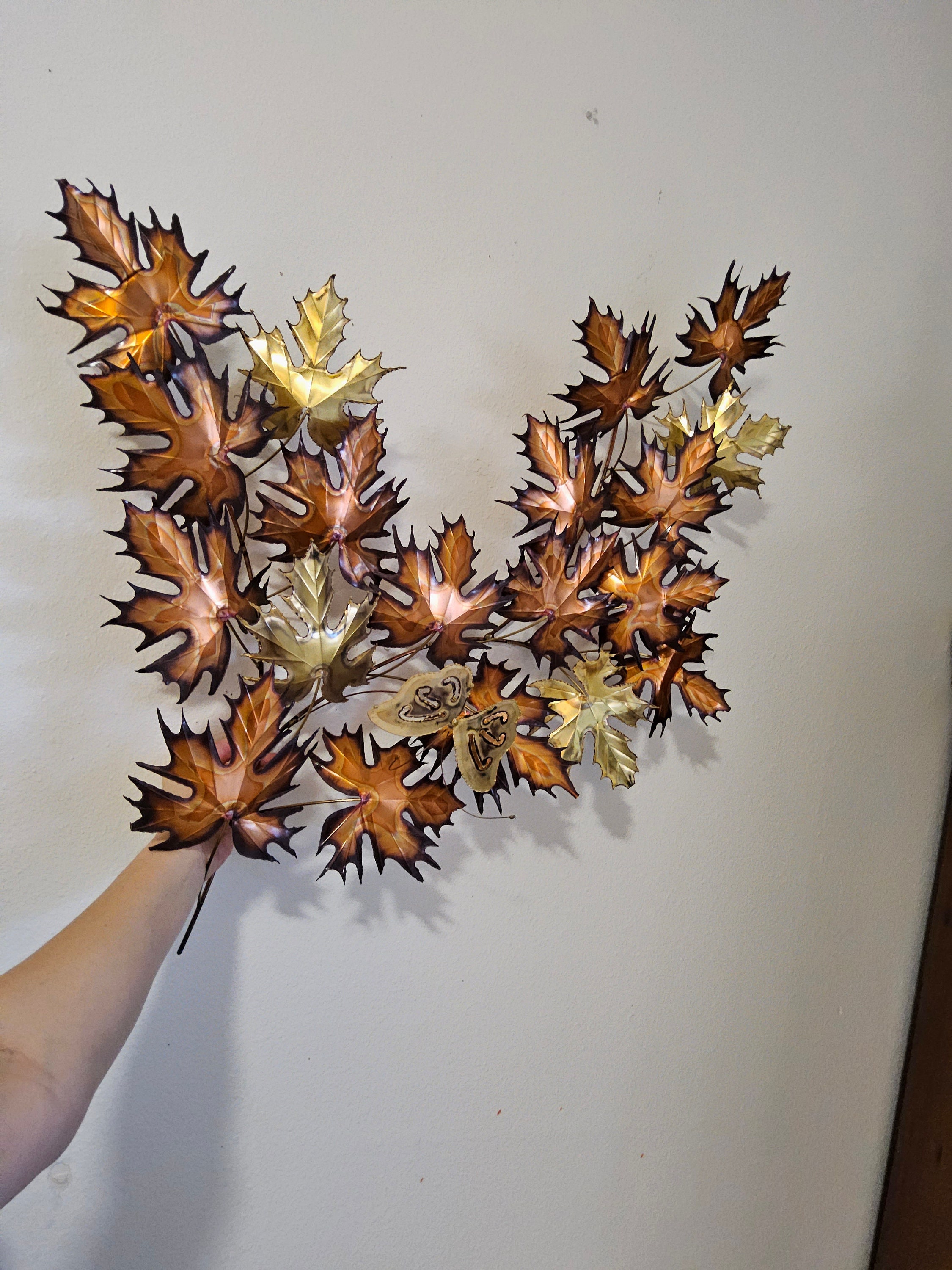 MCM Brass and Copper Maple Leaves Wall Art Extra Large Brass and Copper ...