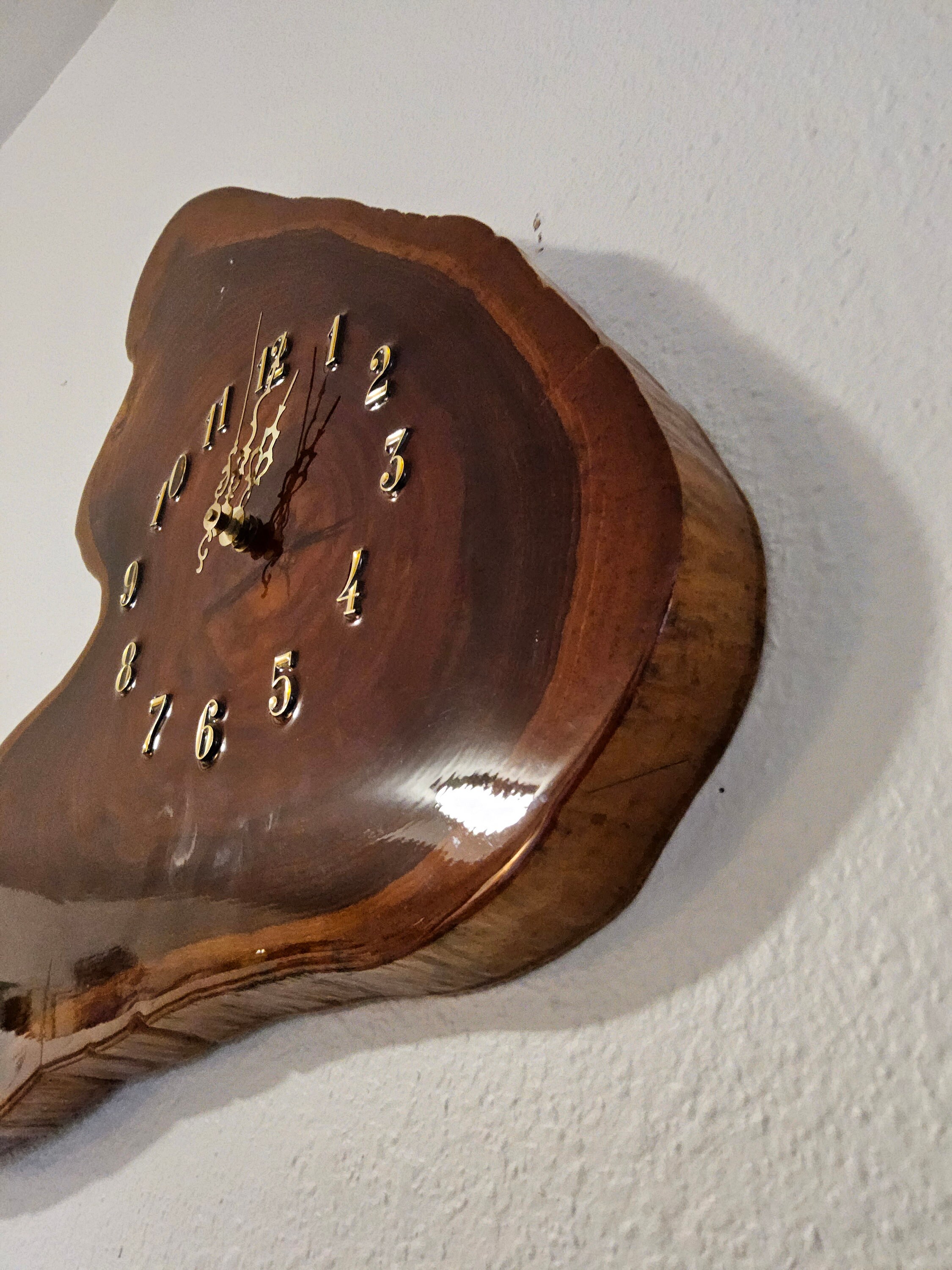 Vintage Burlwood Live Edge Wall Clock Wood Slice Wall Hanging Clock ...