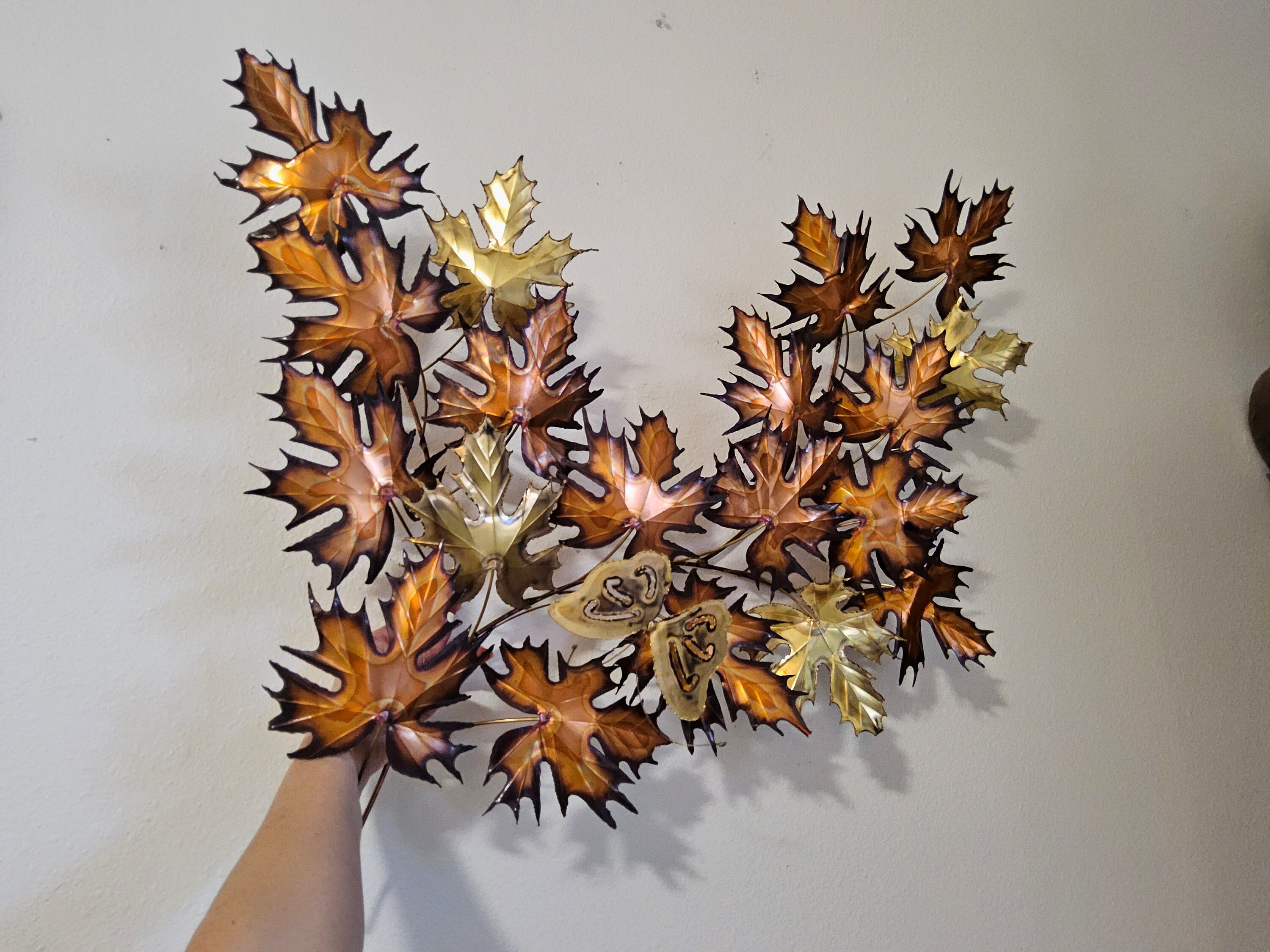 MCM Brass and Copper Maple Leaves Wall Art Extra Large Brass and Copper ...
