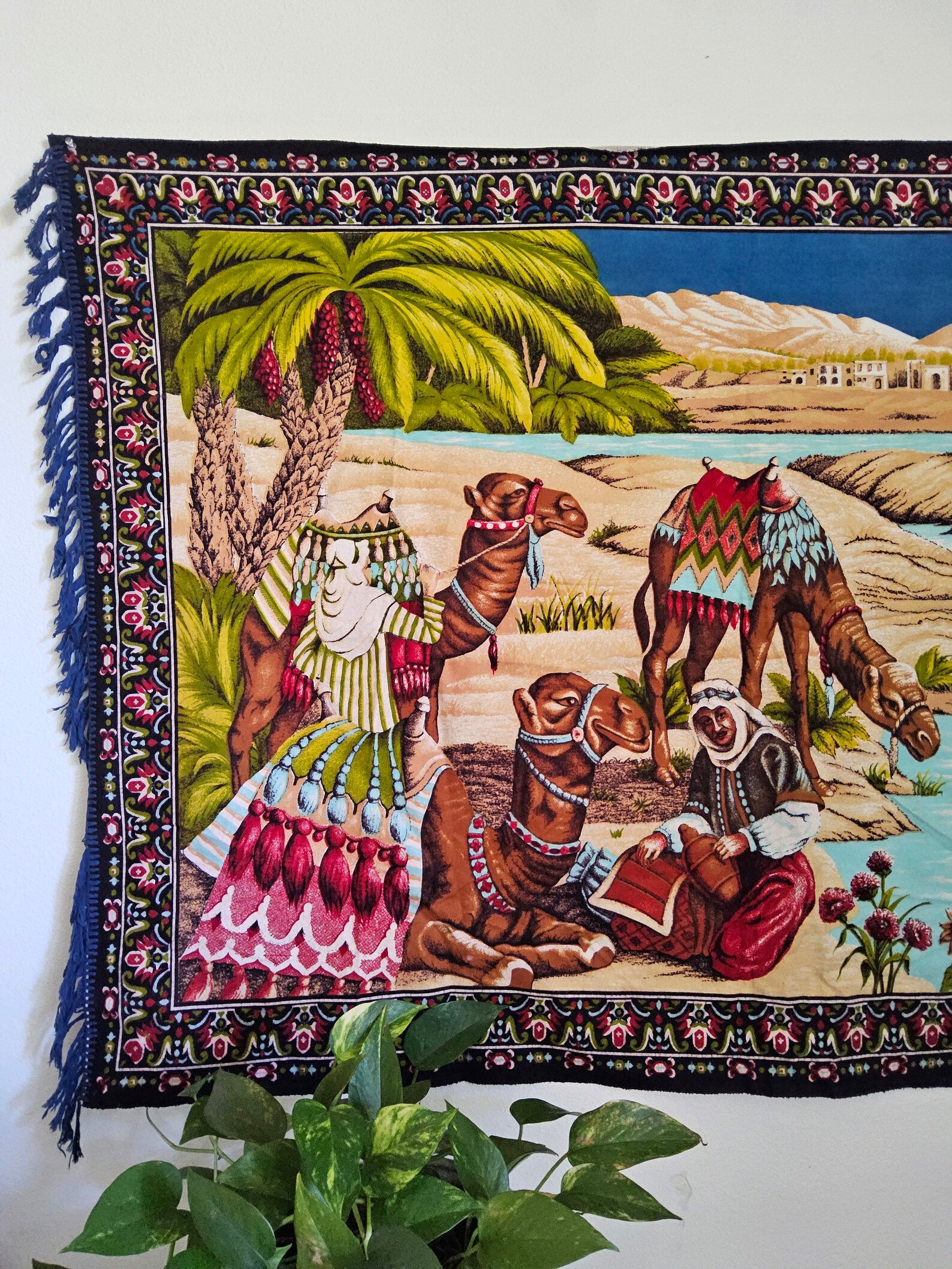 Vintage Velvet Tapestry Large Wall Hanging 1970s Camel Biblical ...
