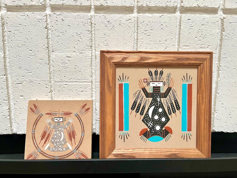Navaho Sand Art Set Native American Framed Art Lot of Native American ...