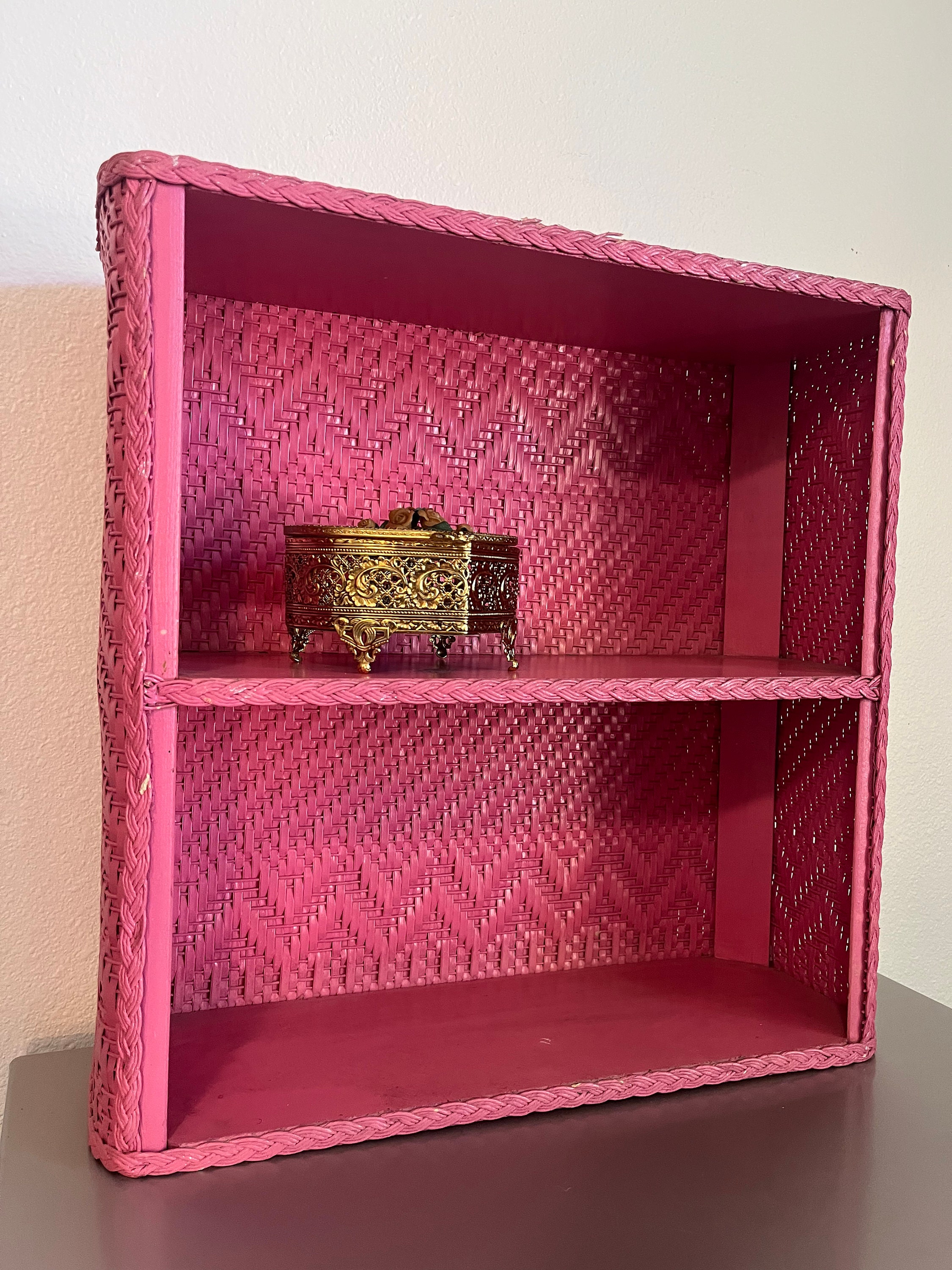 Pink Wicker Shelf Vintage Pink Display Rack - Etsy