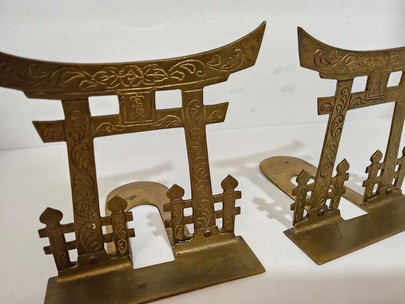 Vintage Brass Bookends Gold Pagoda Bookends Brass Asian Art Chinese ...