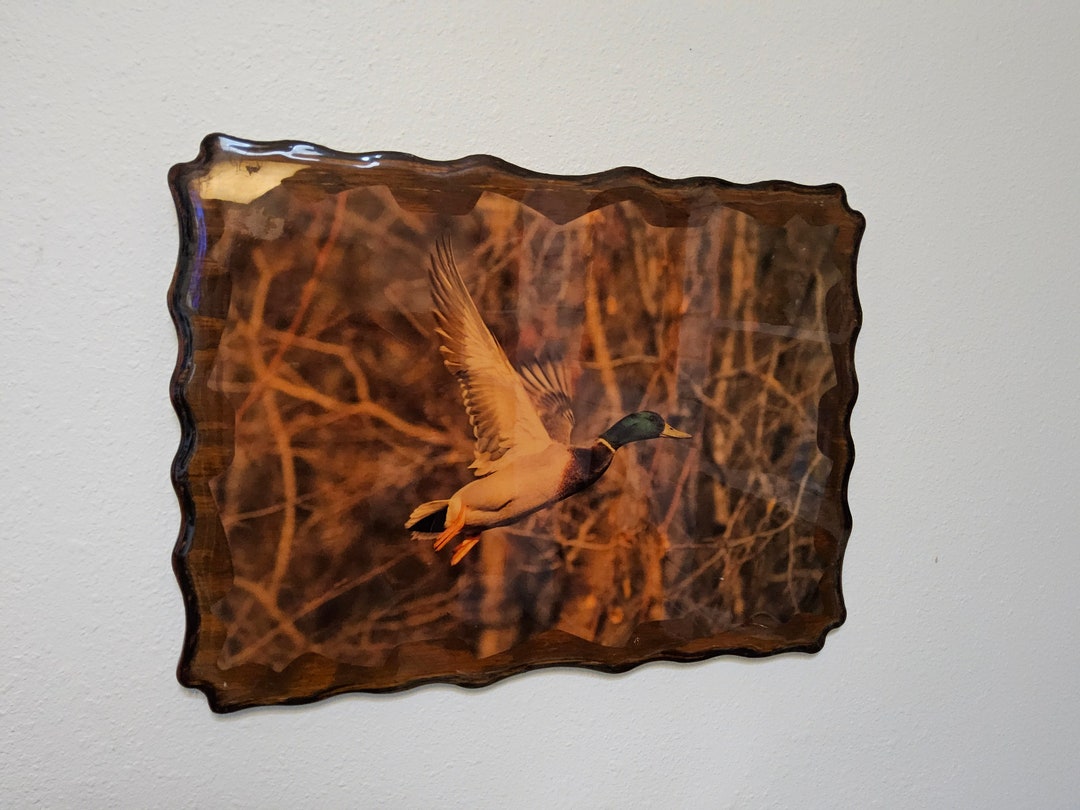 Vintage Wood Plaque Decoupage With Flying Duck Farmhouse Wall Hanging ...
