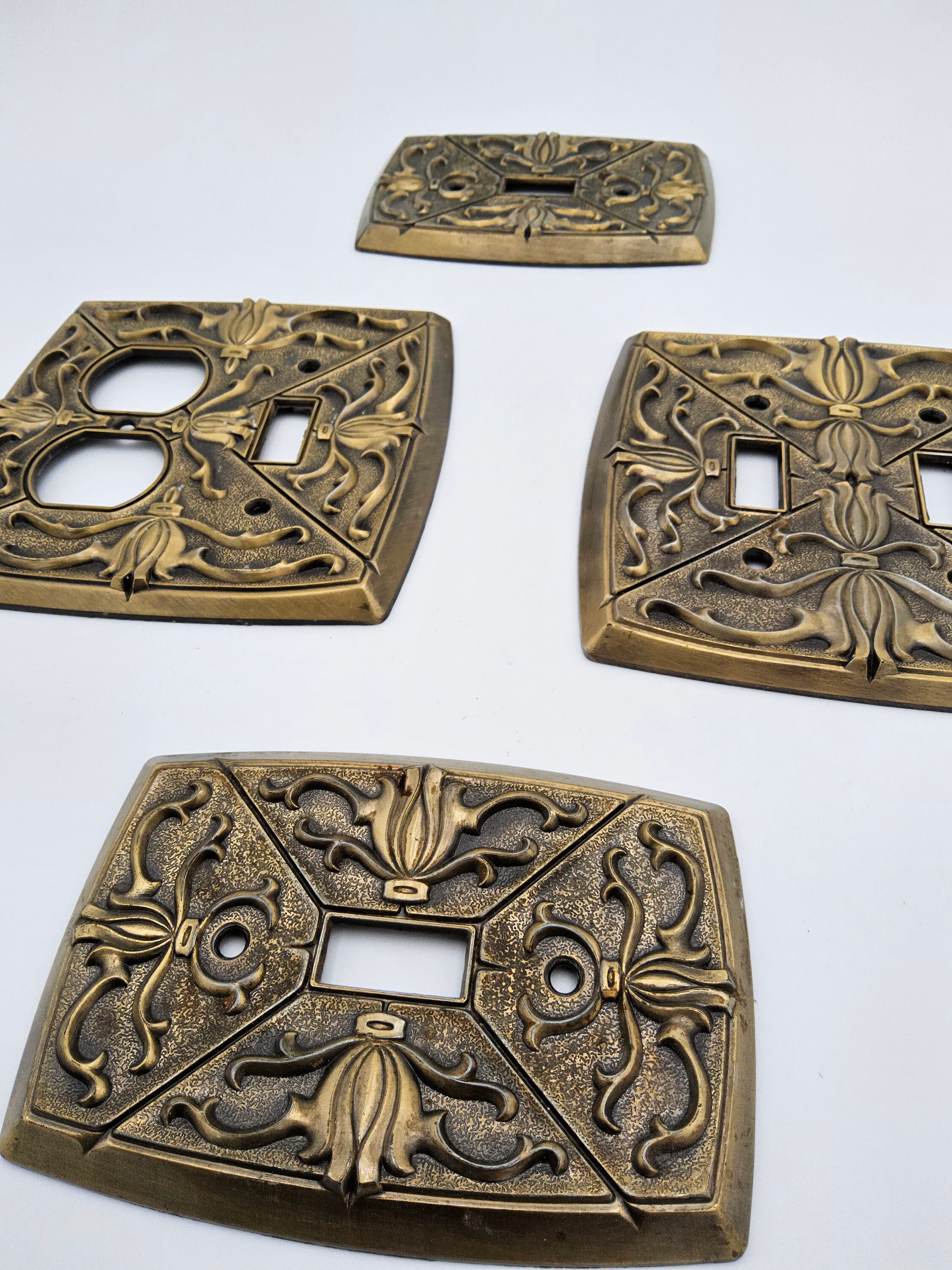 Brass Light Switch and Outlet Cover Set Brass Floral Filagree Light ...
