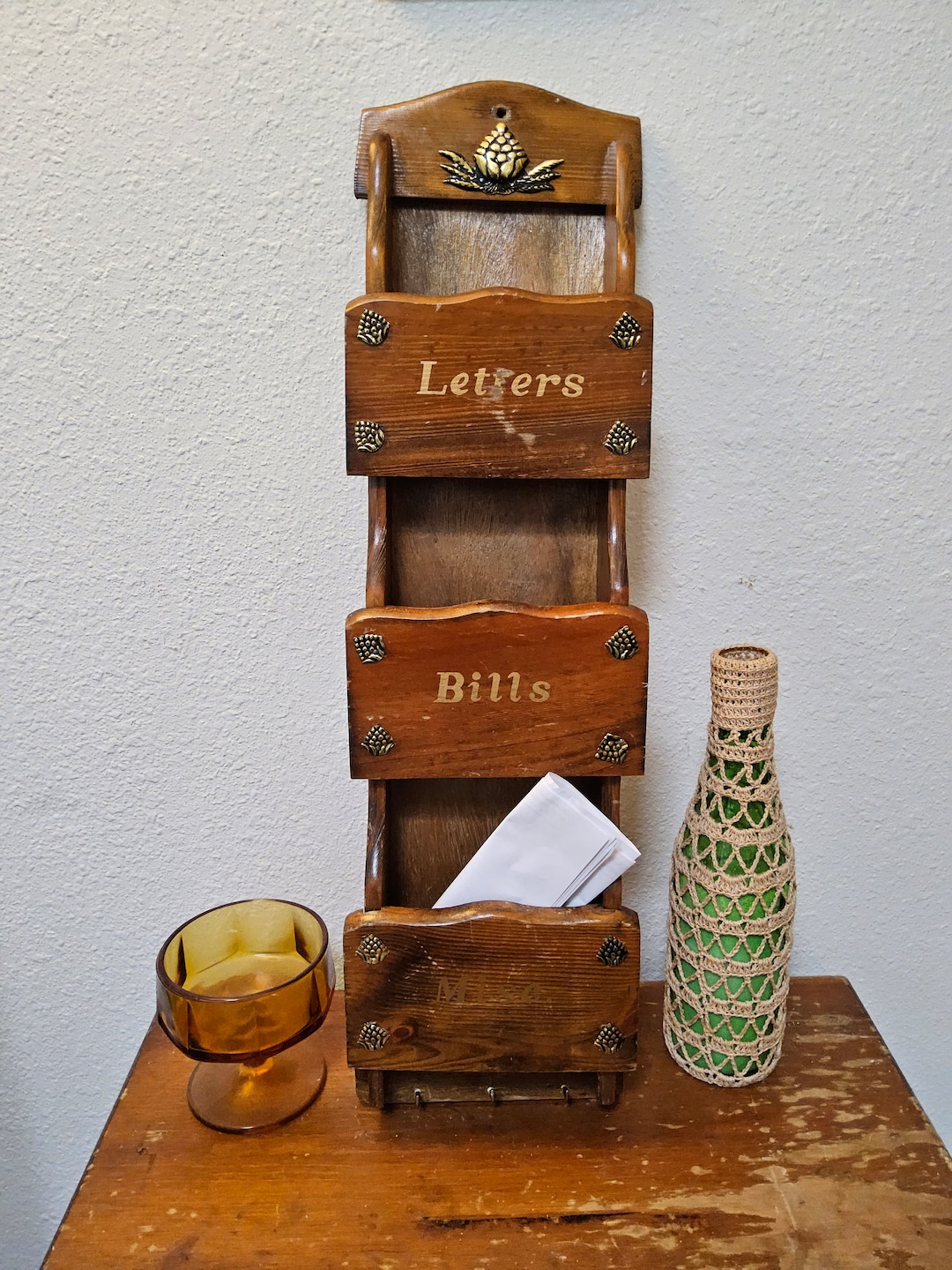Antique Wooden Letter Organizer Wood Letter Holder Mail - Etsy