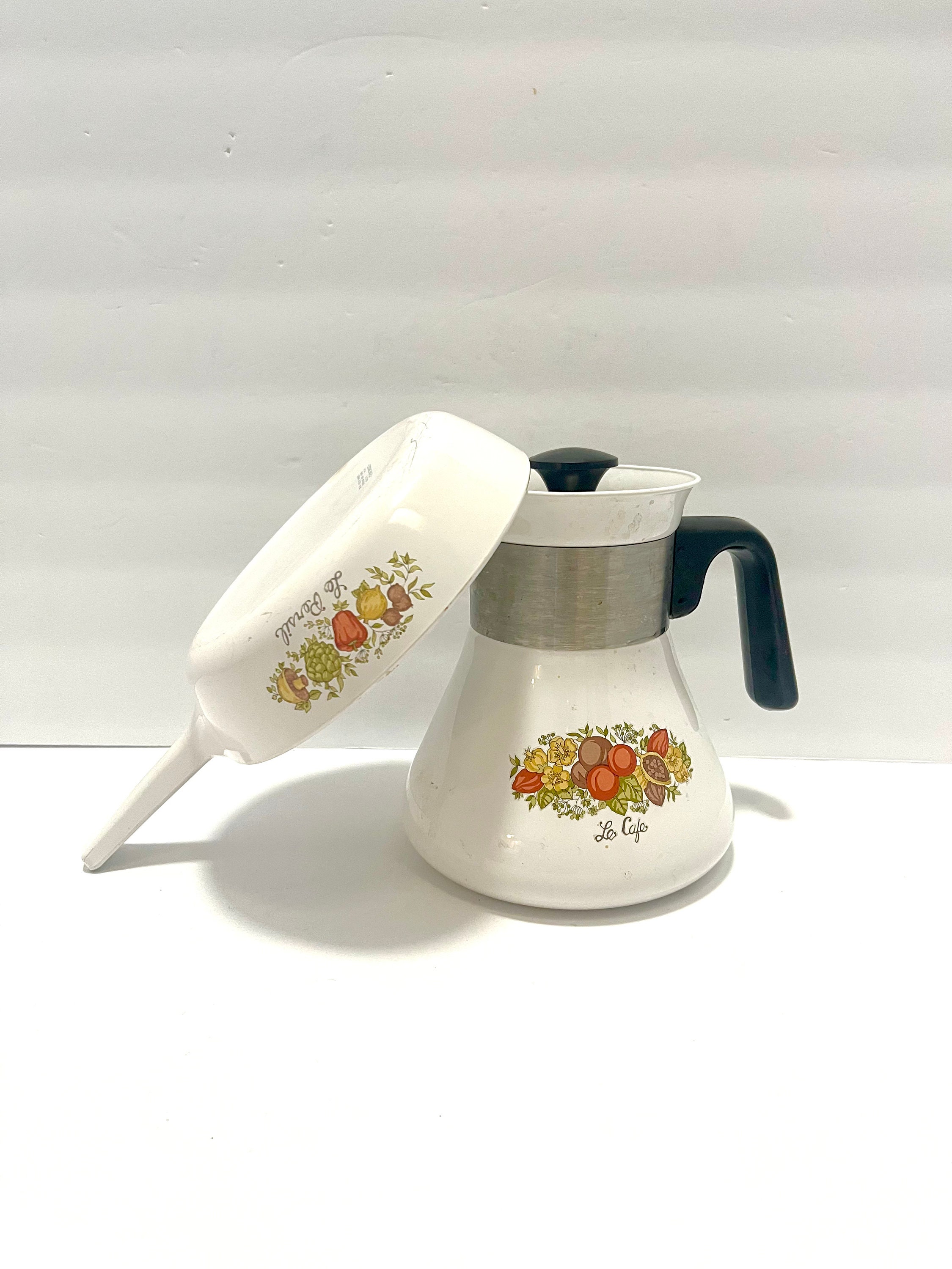 Vintage Corning Ware Coffee Pot and Skillet Set Vintage Floral Kitchen ...