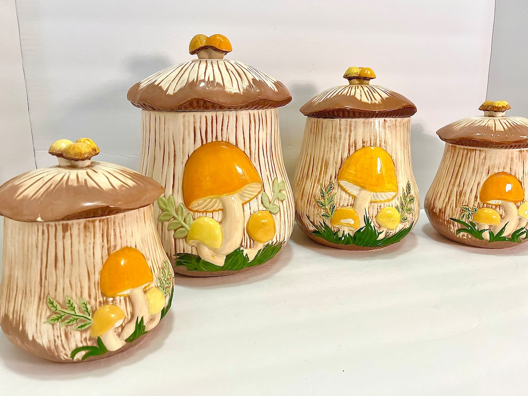 Vintage 1970s Mushroom Canisters Merry Mushroom Canisters - Etsy